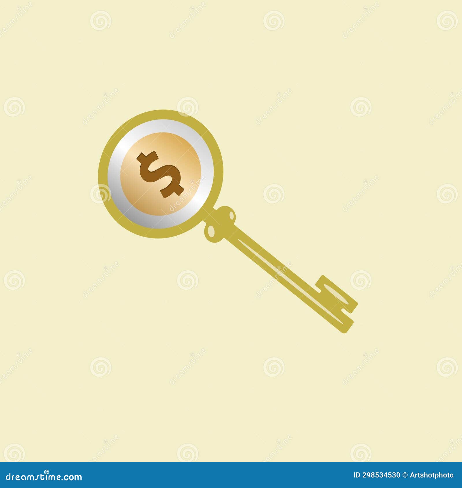 Simple Golden Key with the Currency Symbol of Dollar Stock Vector ...