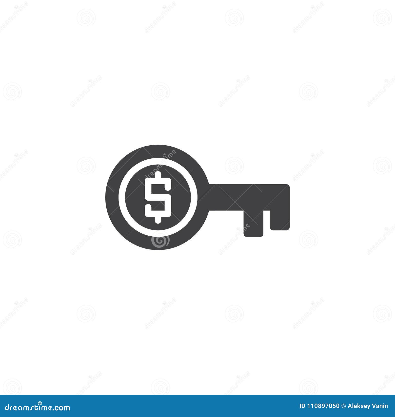 Dollar key vector icon stock vector. Illustration of symbol - 110897050
