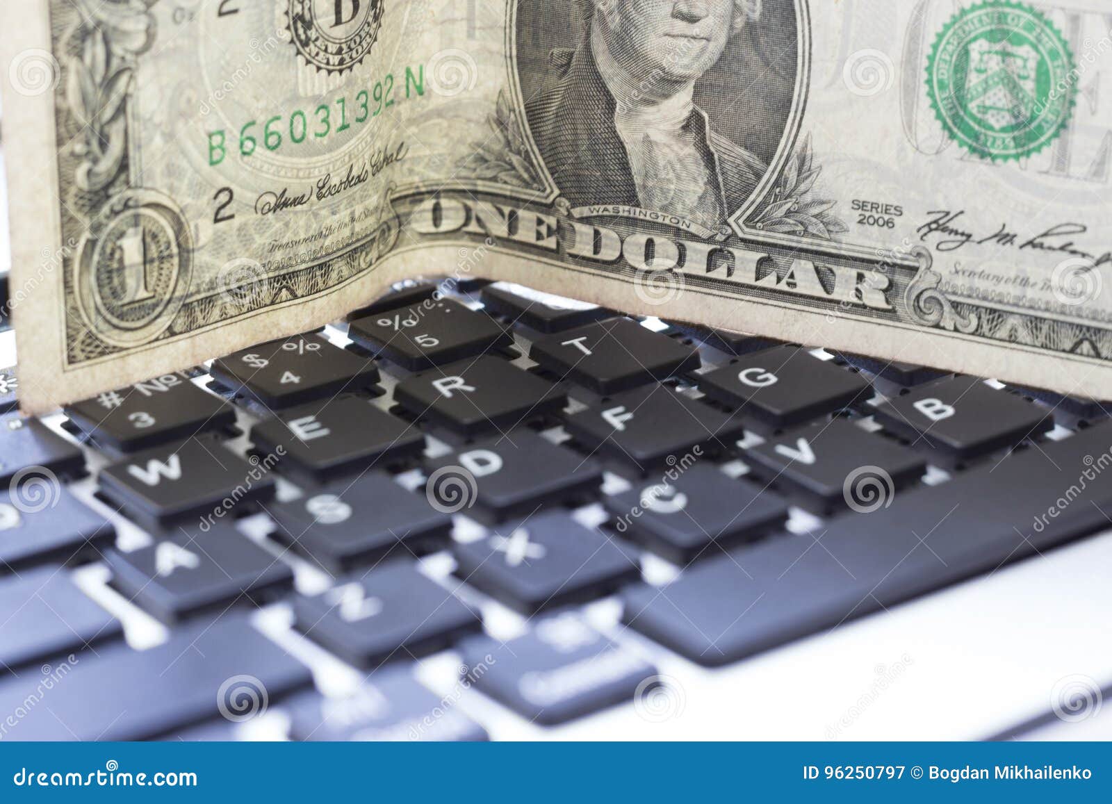 Dollar and keyboard stock image. Image of success, sign - 96250797
