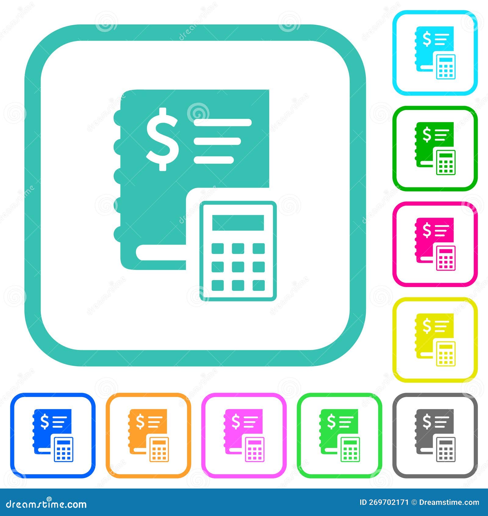 Dollar Ledger Vivid Colored Flat Icons Stock Vector - Illustration of ...