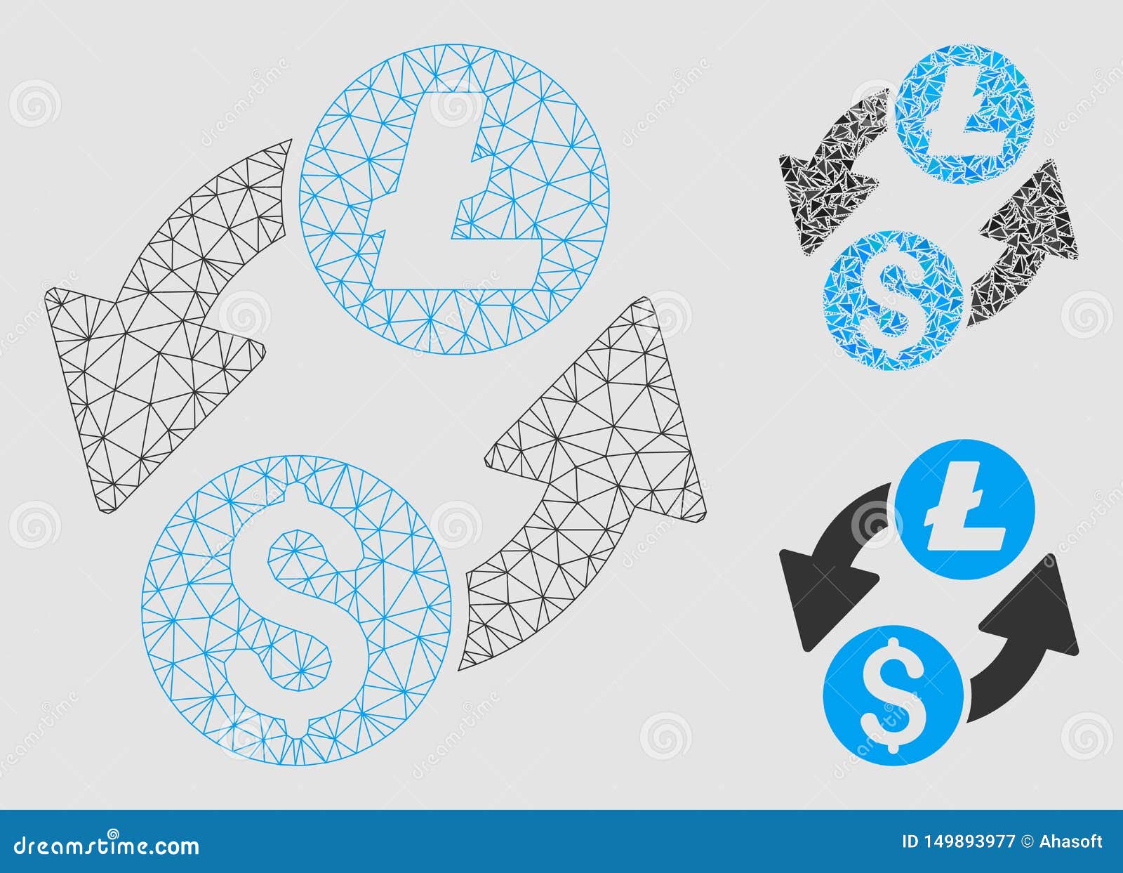 Dollar Litecoin Exchange Vector Mesh Carcass Model and Triangle Mosaic ... Dollar Litecoin Exchange Vector Mesh Carcass Model and Triangle Mosaic ...