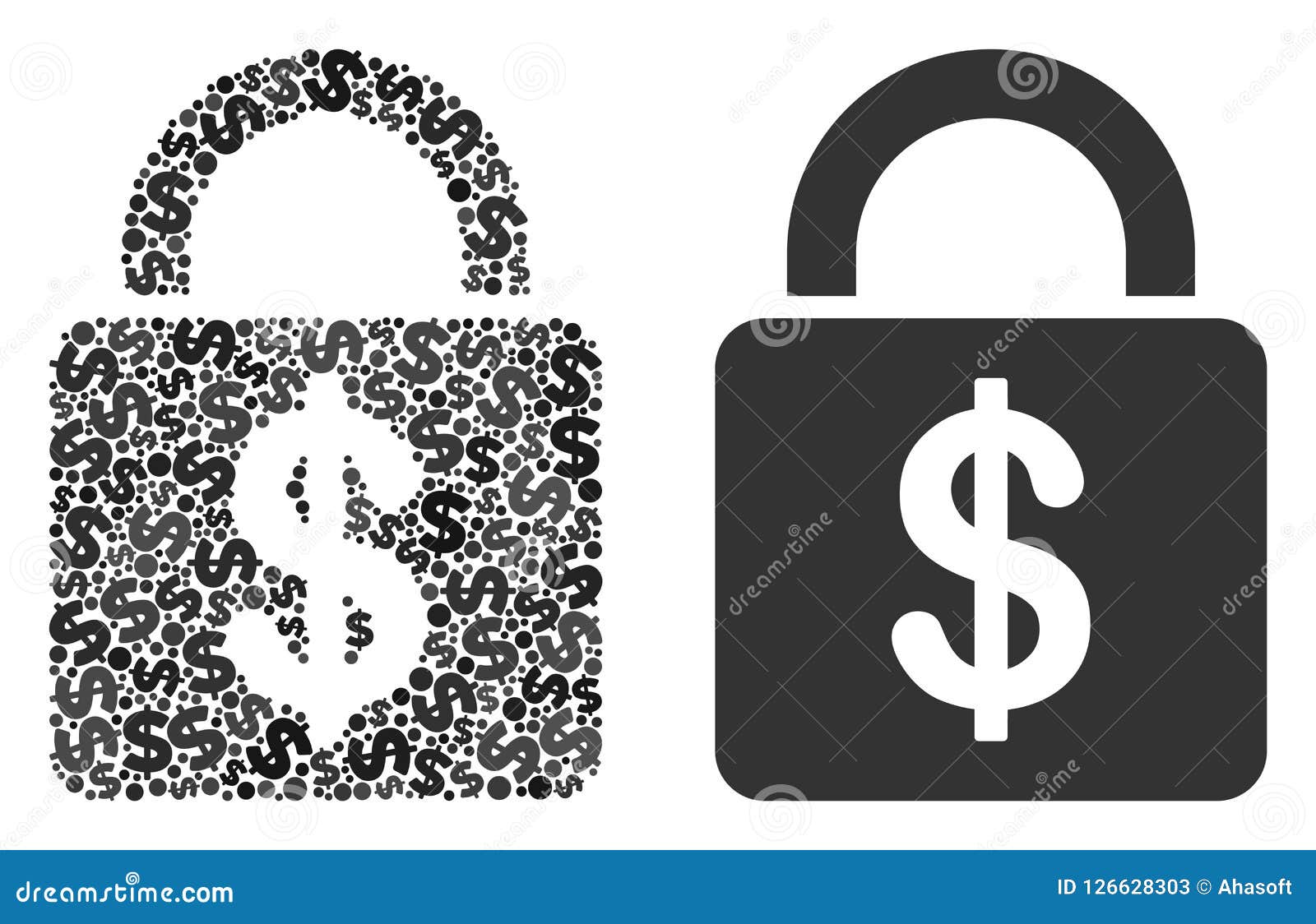 Dollar Lock Collage of Dollars Stock Vector - Illustration of open ...