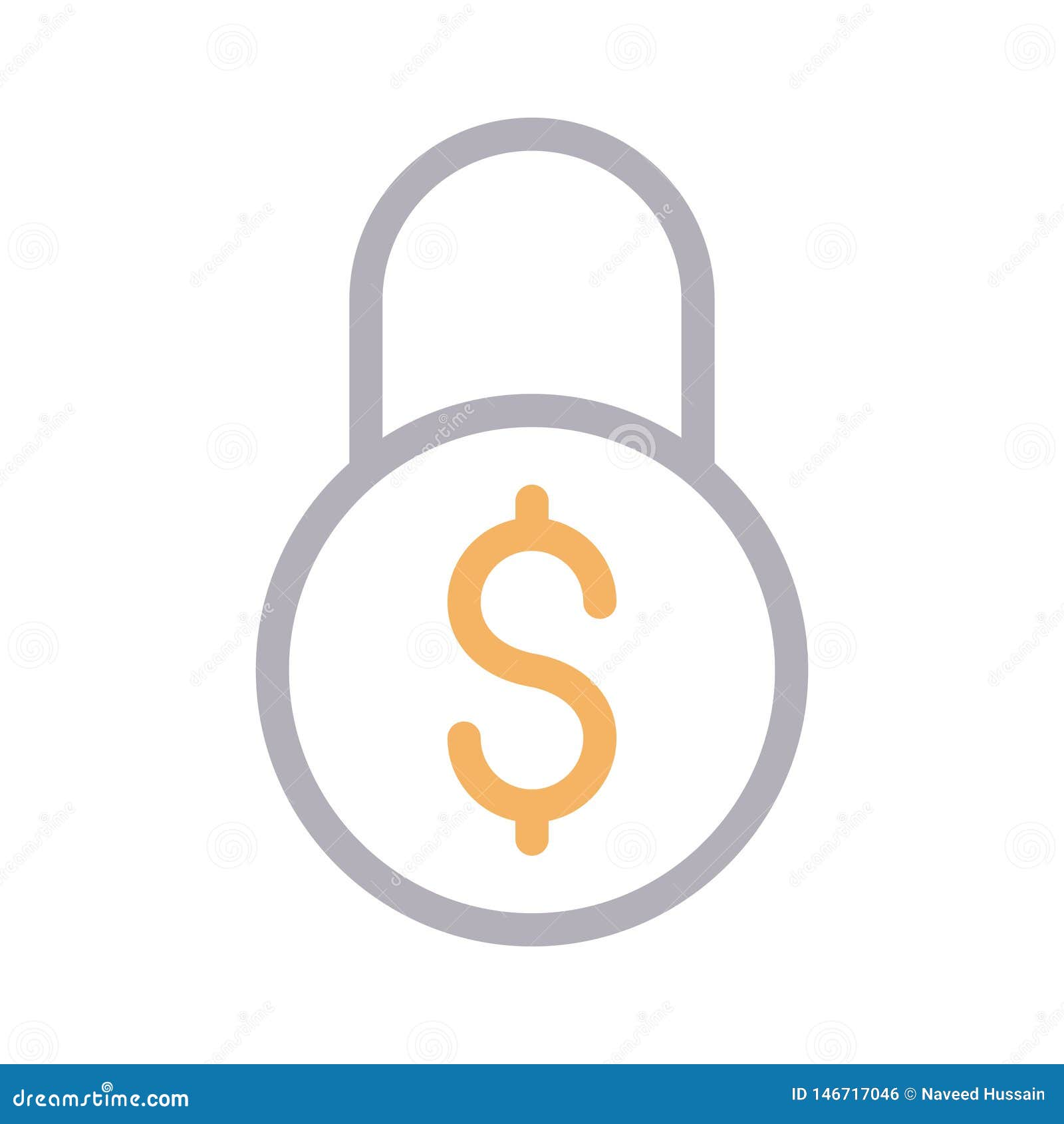 Dollar Lock Thin Line Color Vector Icon Stock Vector - Illustration of ...