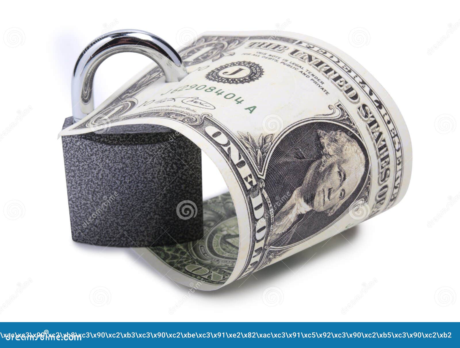 Dollar and lock on a white stock image. Image of access - 80444443