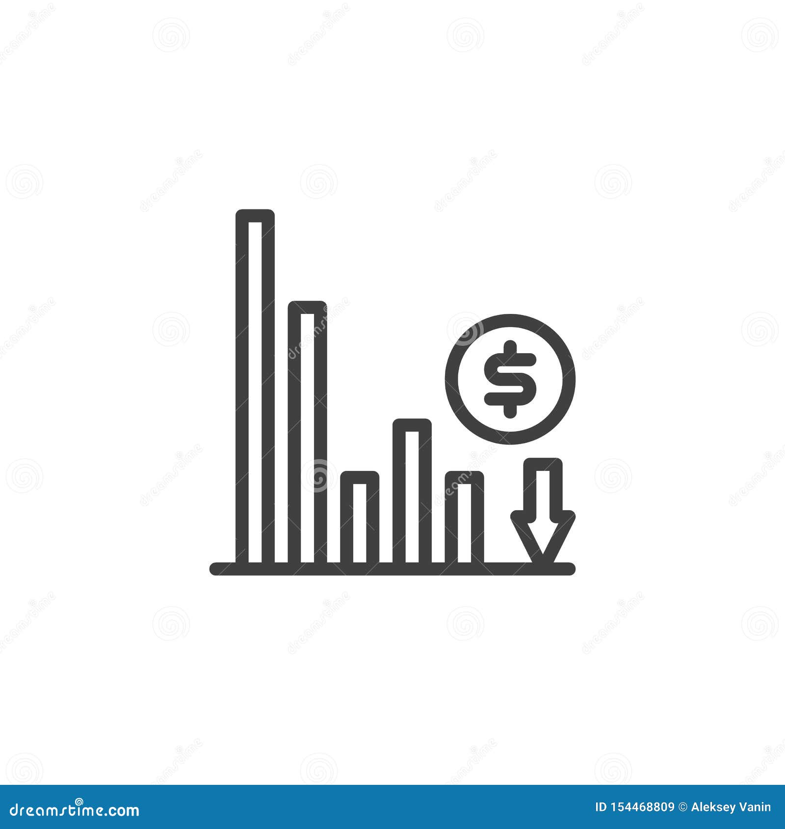 Dollar Loss Graph Vector Icon Symbol Isolated On White Background ...