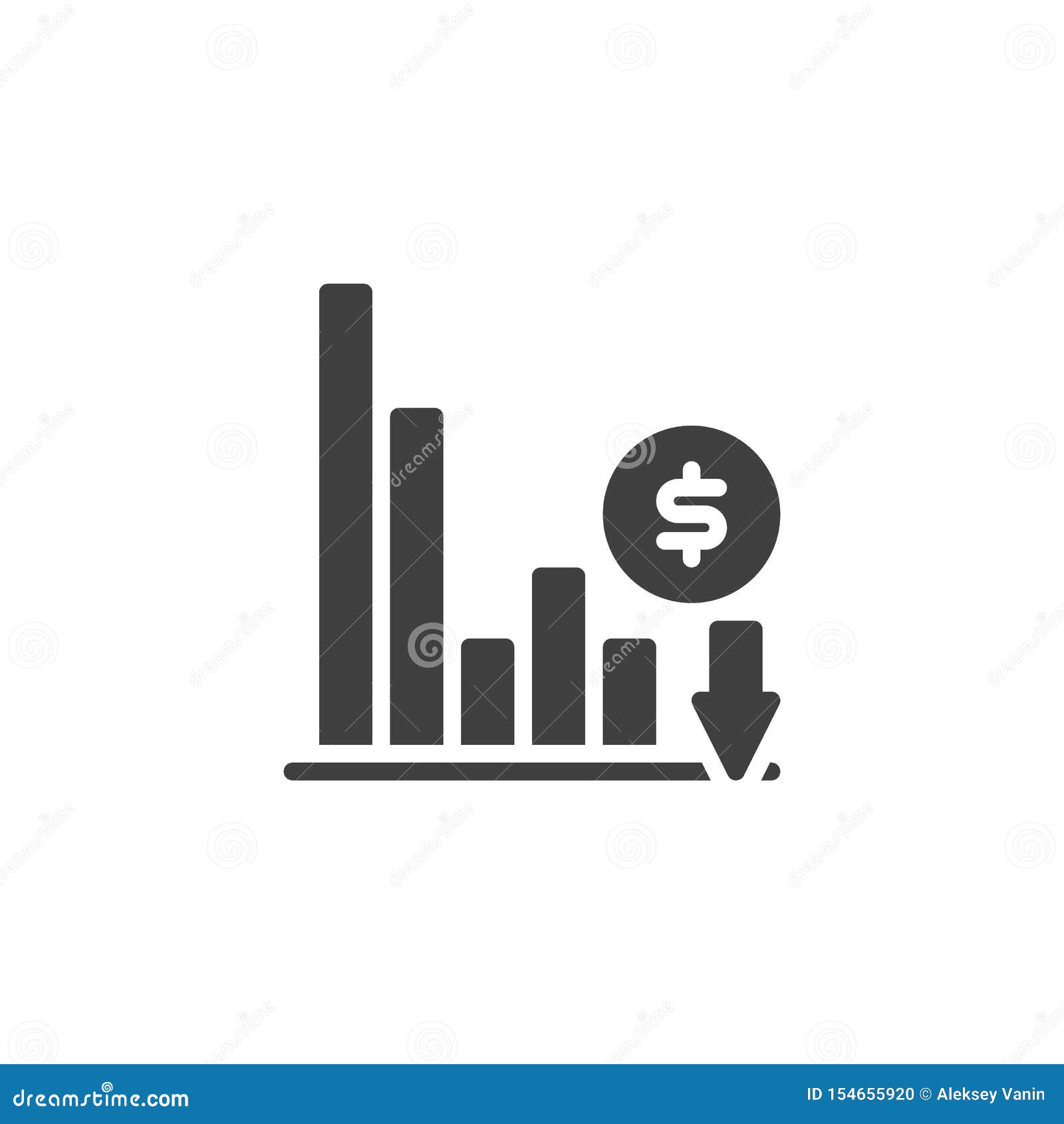 Dollar Loss Graph Vector Icon. Stock Vector - Illustration of design, pictogram: 154655920