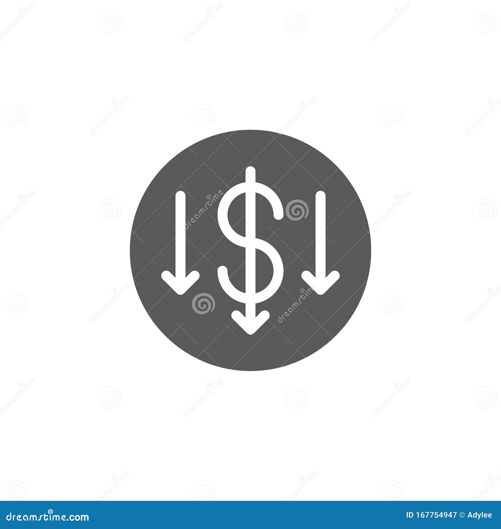 Dollar Loss Graph Vector Icon Symbol Isolated On White Background ...