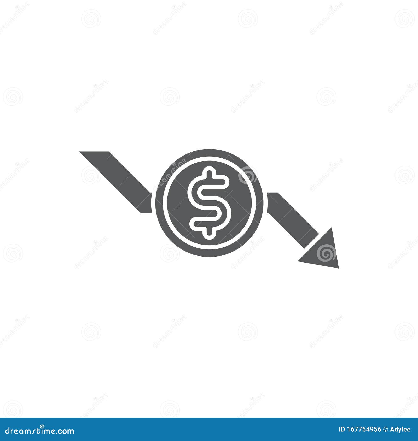 Dollar Loss Graph Vector Icon Symbol Isolated On White Background ...