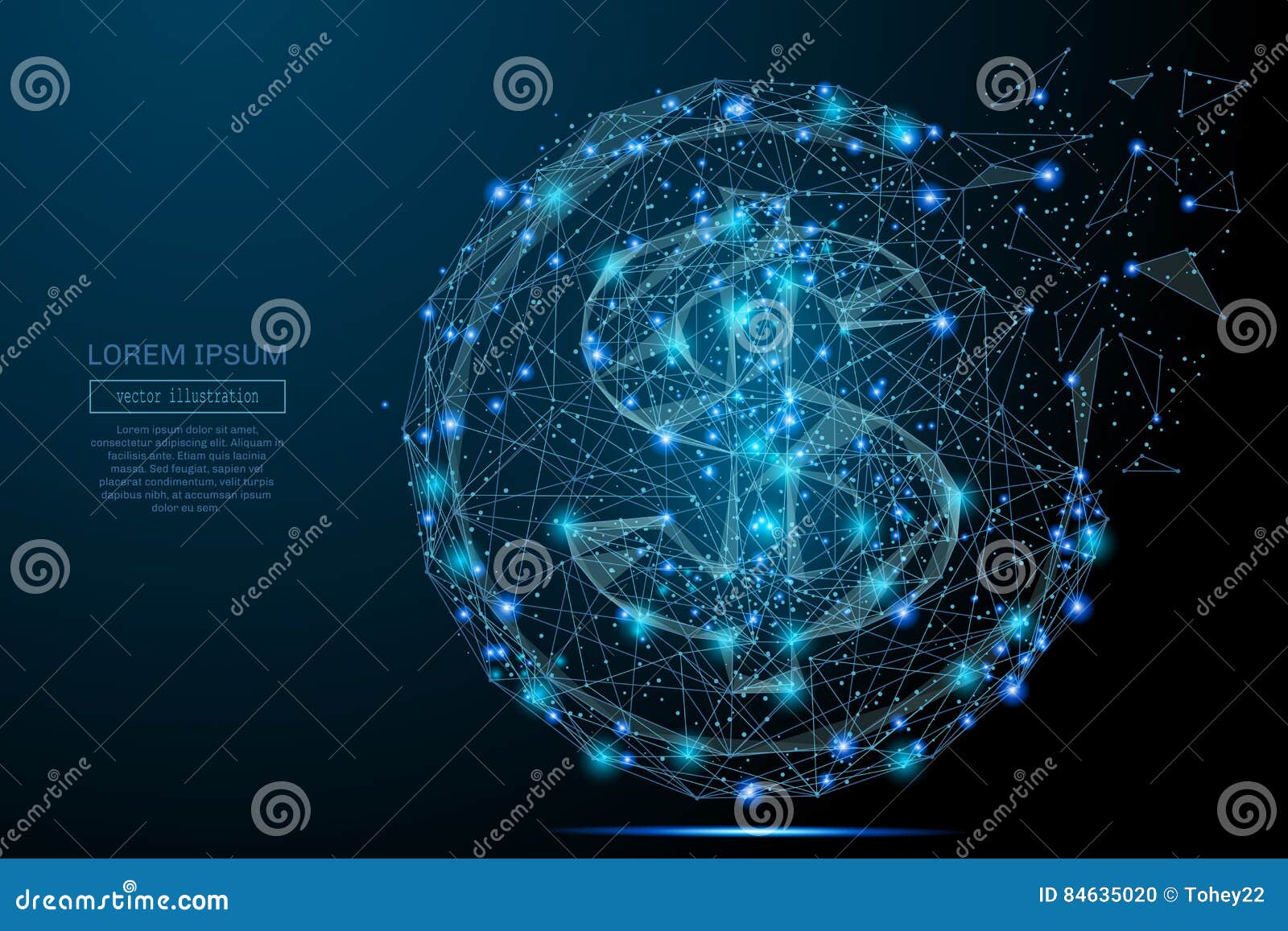 Dollar low poly blue stock vector. Illustration of coin - 84635020