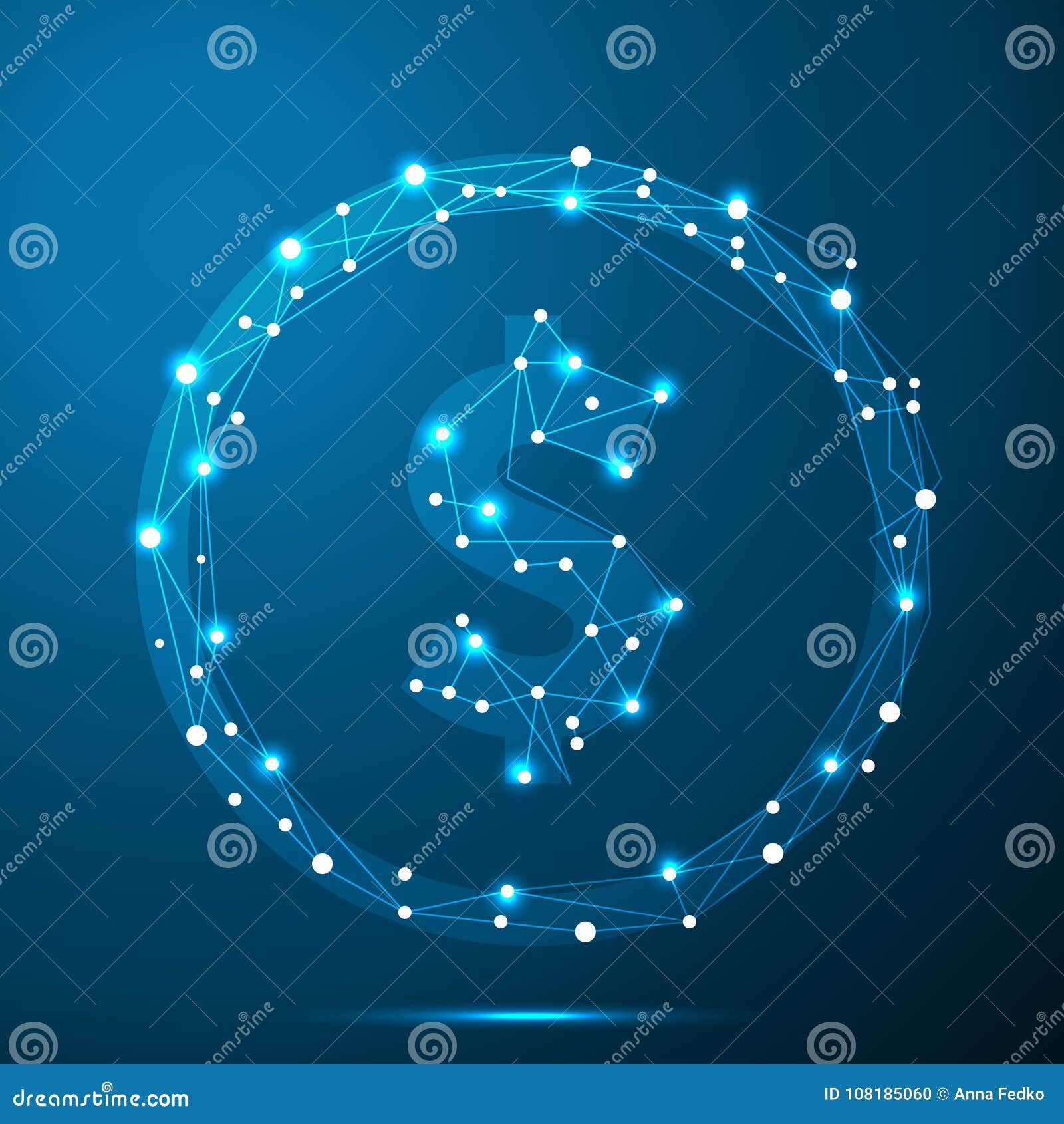 Dollar Low Poly Coin, Lines and Dots Connected To Form, Vector ...