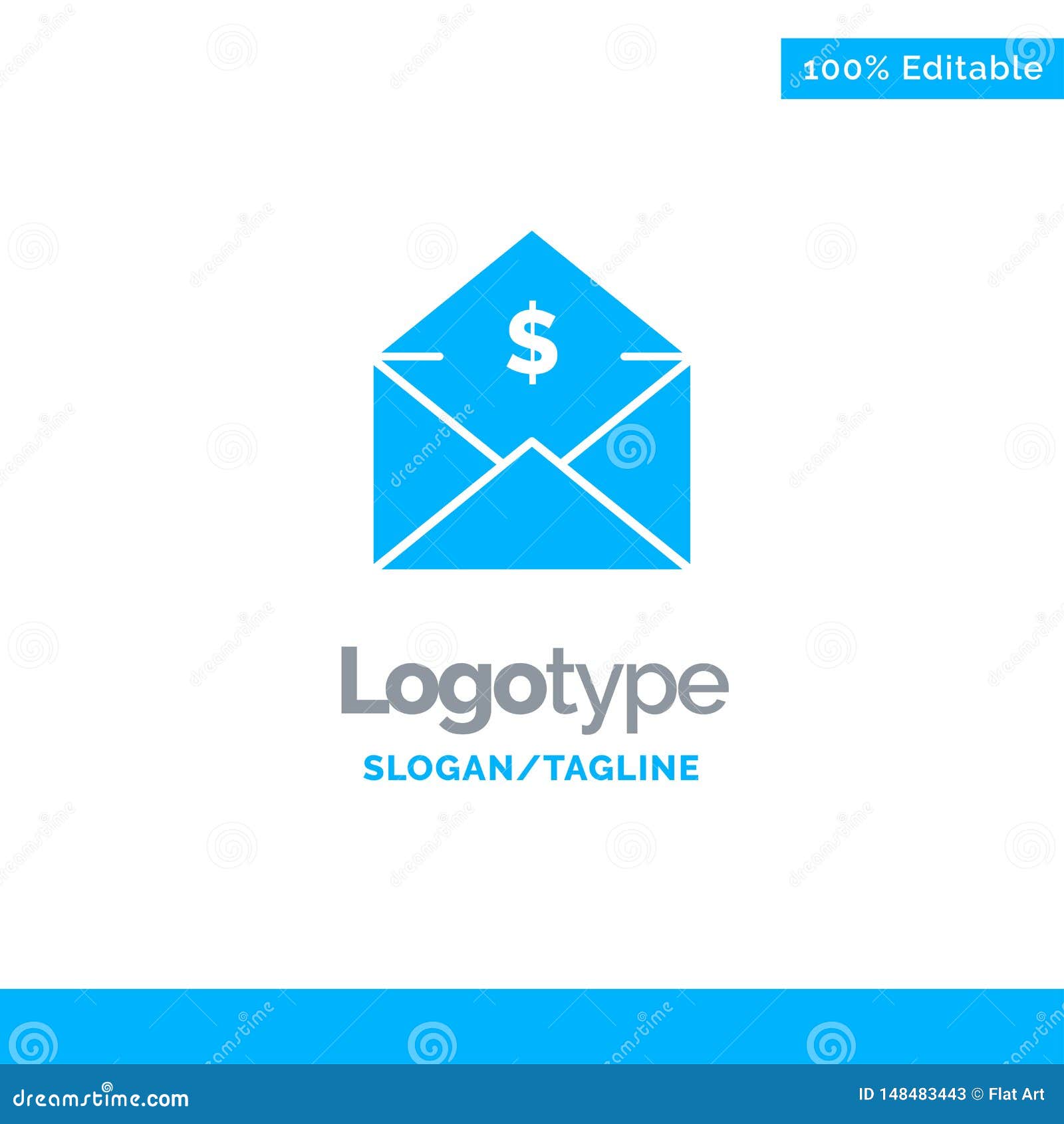 Dollar, Mail, Money, Money-Order Blue Solid Logo Template. Place for ...