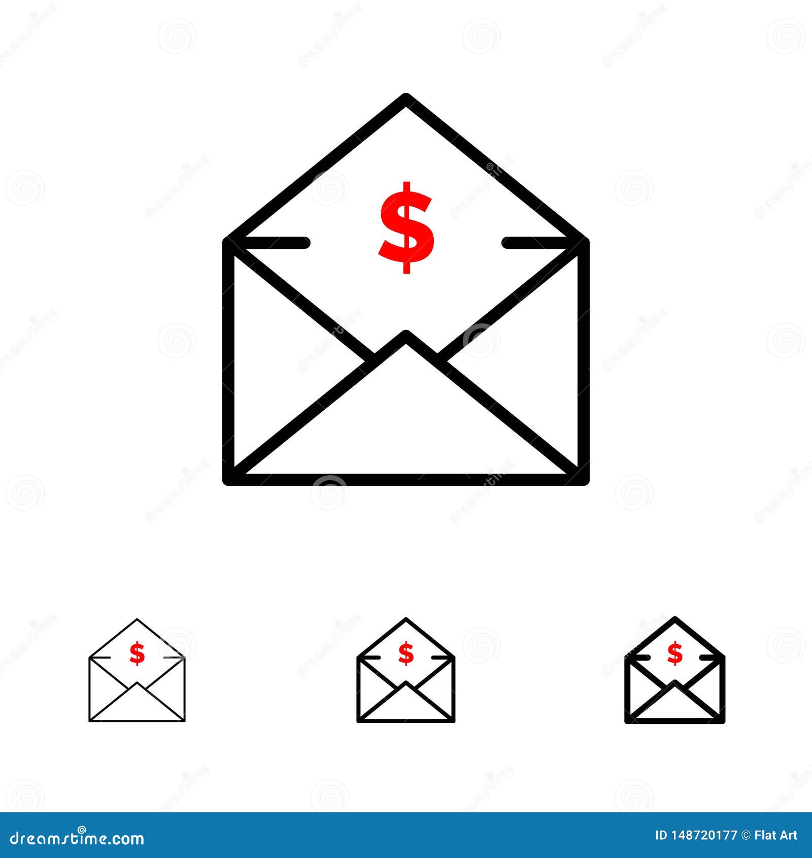 Dollar, Mail, Money, Money-Order Bold and Thin Black Line Icon Set ...