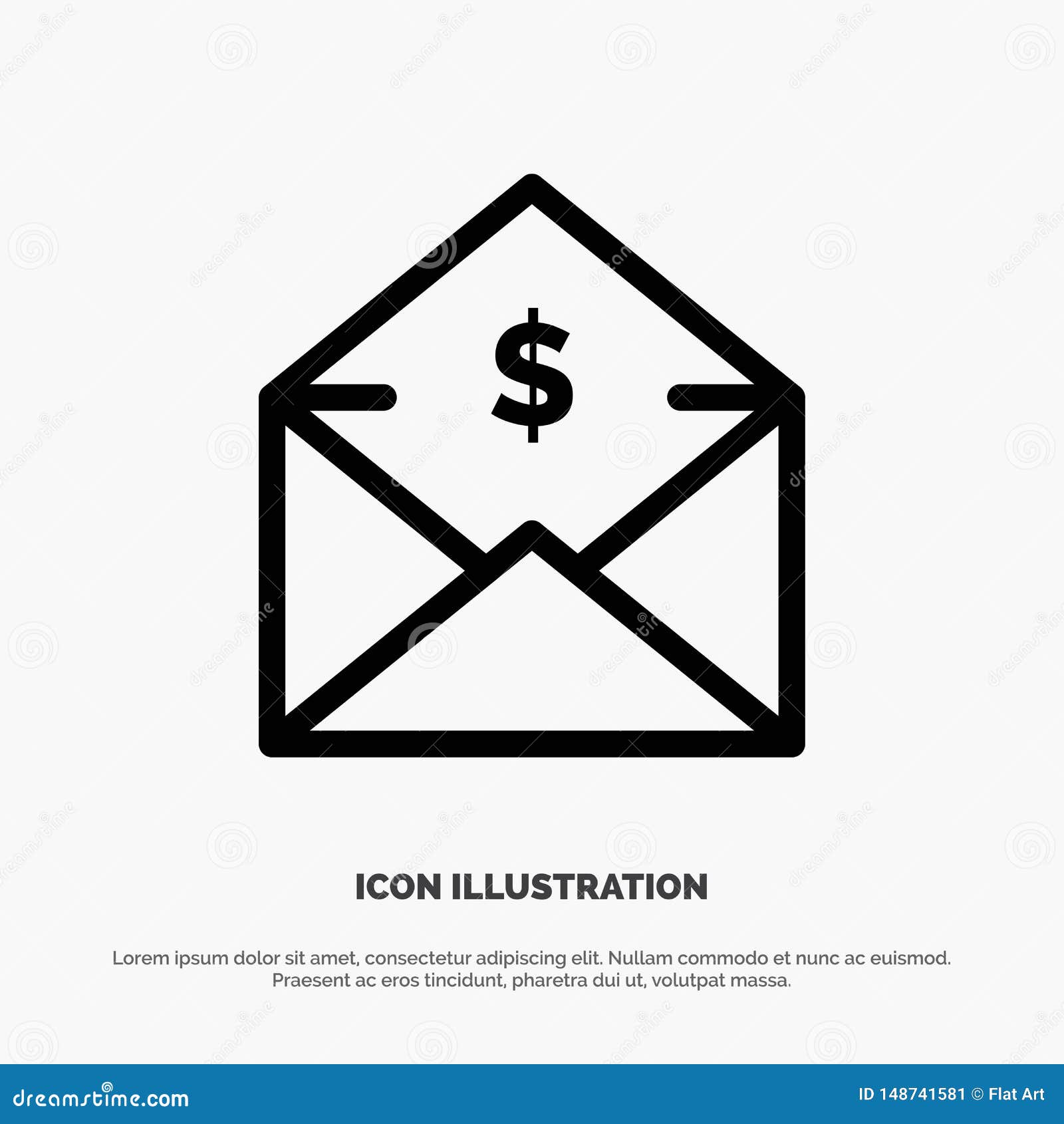 Dollar, Mail, Money, Money-Order Line Icon Vector Stock Vector ...