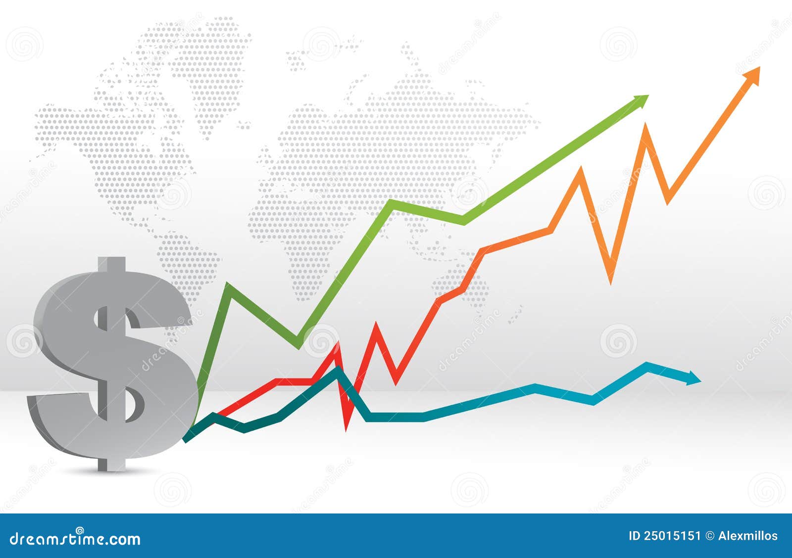 Dollar Map And Forecast Graph Illustration Cartoon Vector ...
