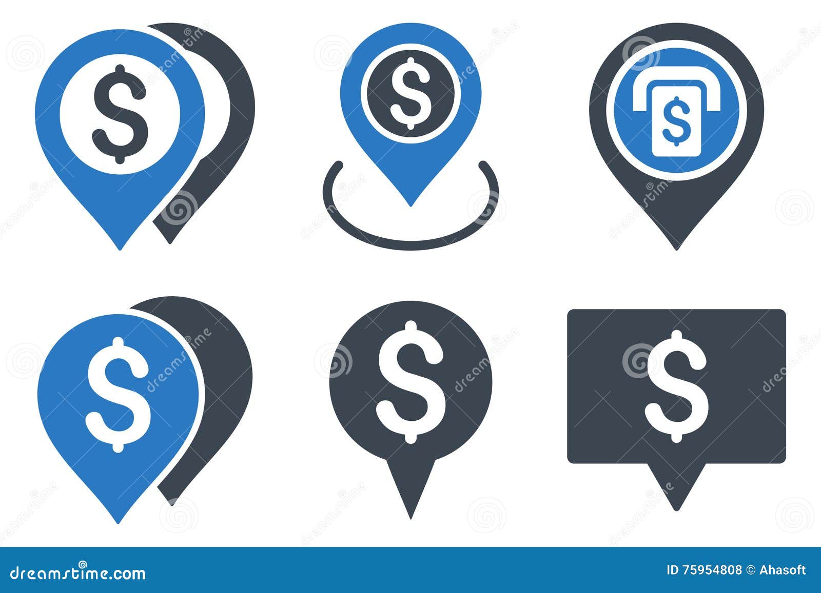 Dollar Map Pointer Flat Vector Icons Stock Vector - Illustration of ...