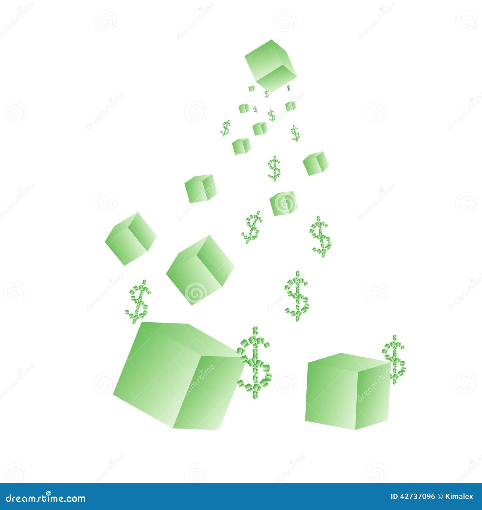 Dollar marks and cubes stock vector. Illustration of rich - 42737096