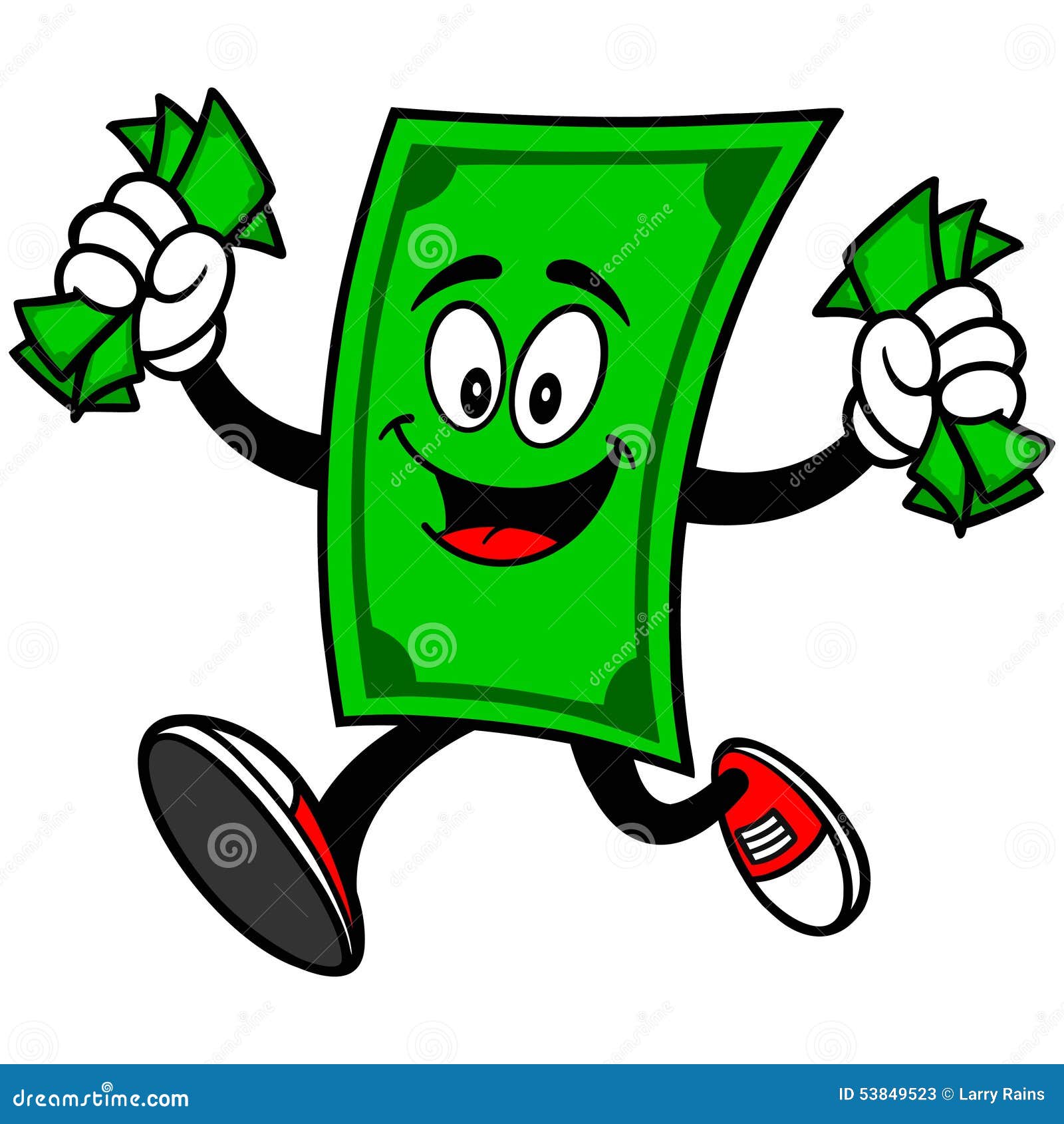 Dollar Mascot with Money stock vector. Illustration of green - 53849523