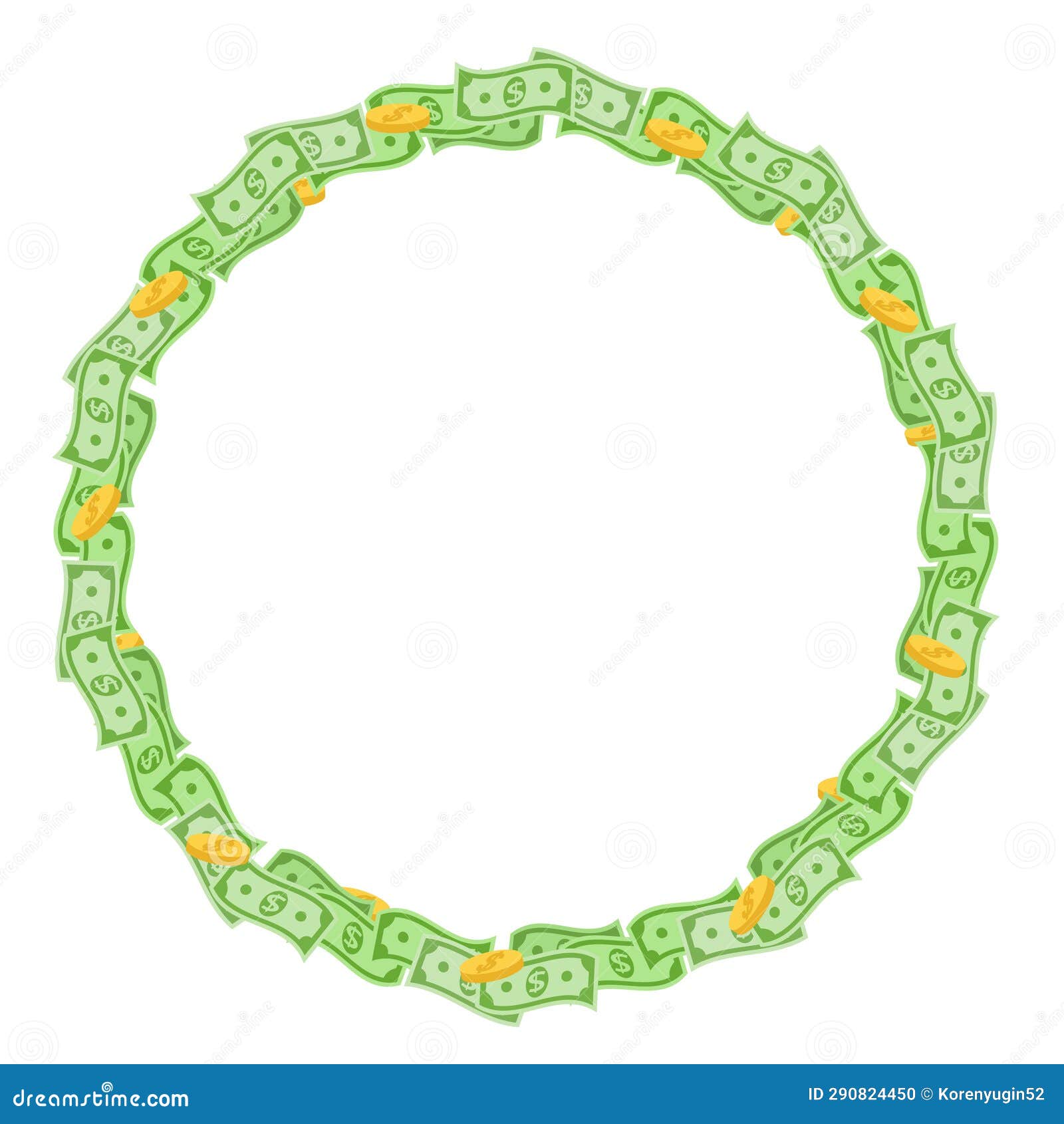 Dollar Money Art Design Round Frame Stock Vector - Illustration of ...