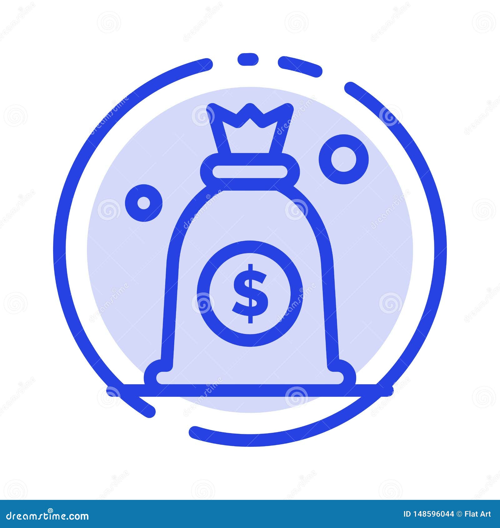 Dollar, Money, Bag Blue Dotted Line Line Icon Stock Vector ...