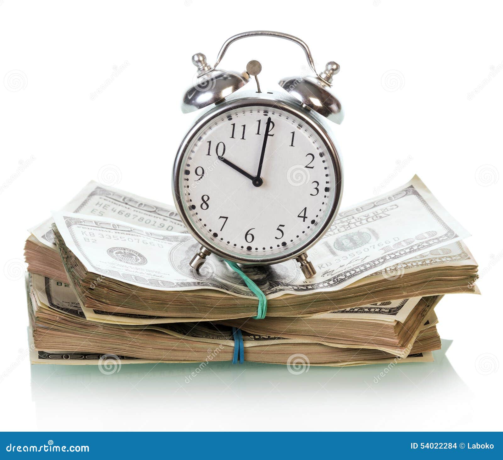 Dollar Money Bills with Clock Stock Photo - Image of bank, market: 54022284