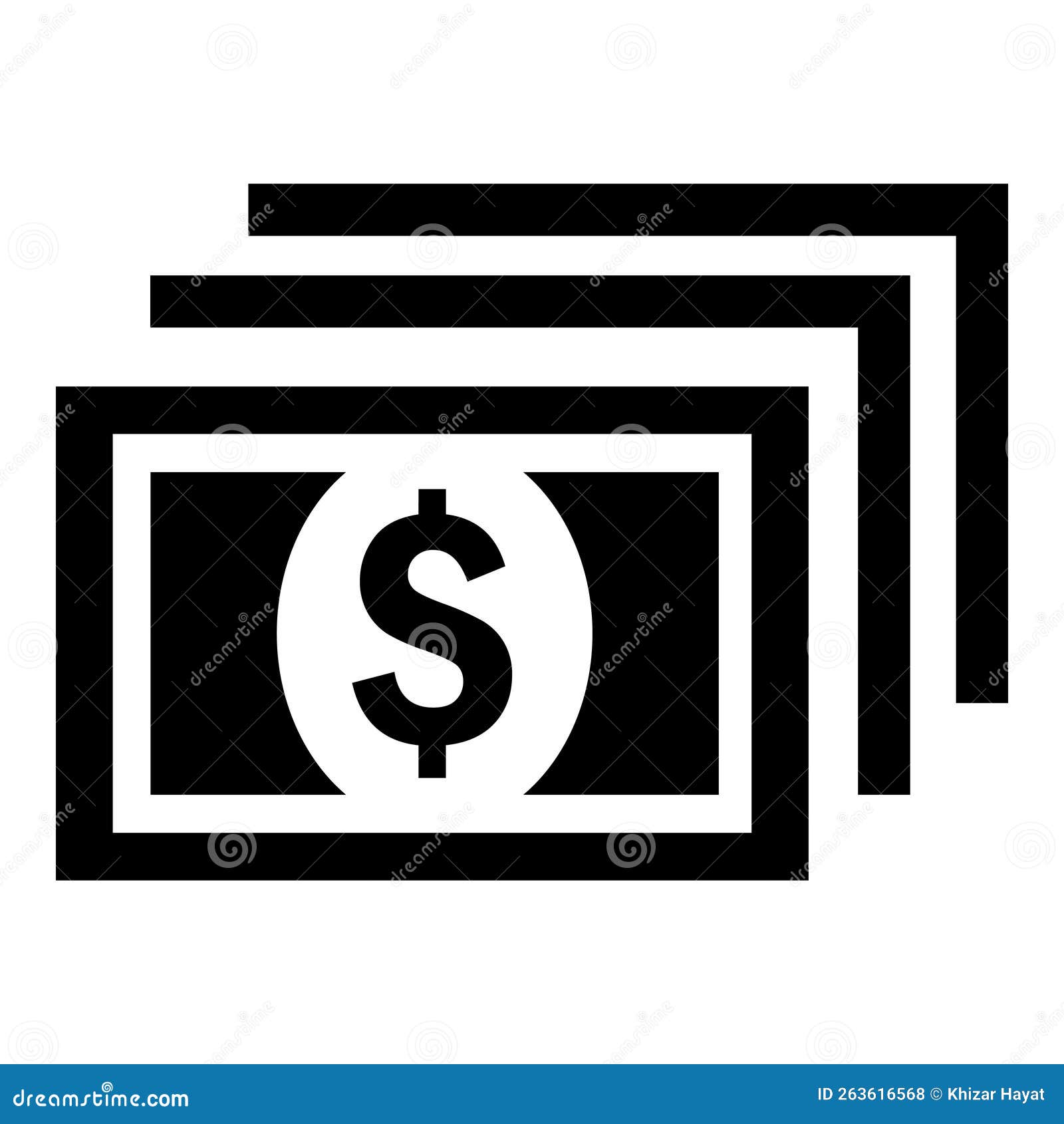 Dollar Money or Currency Stack Icon Vector. Cash Payment Symbol Stock ...