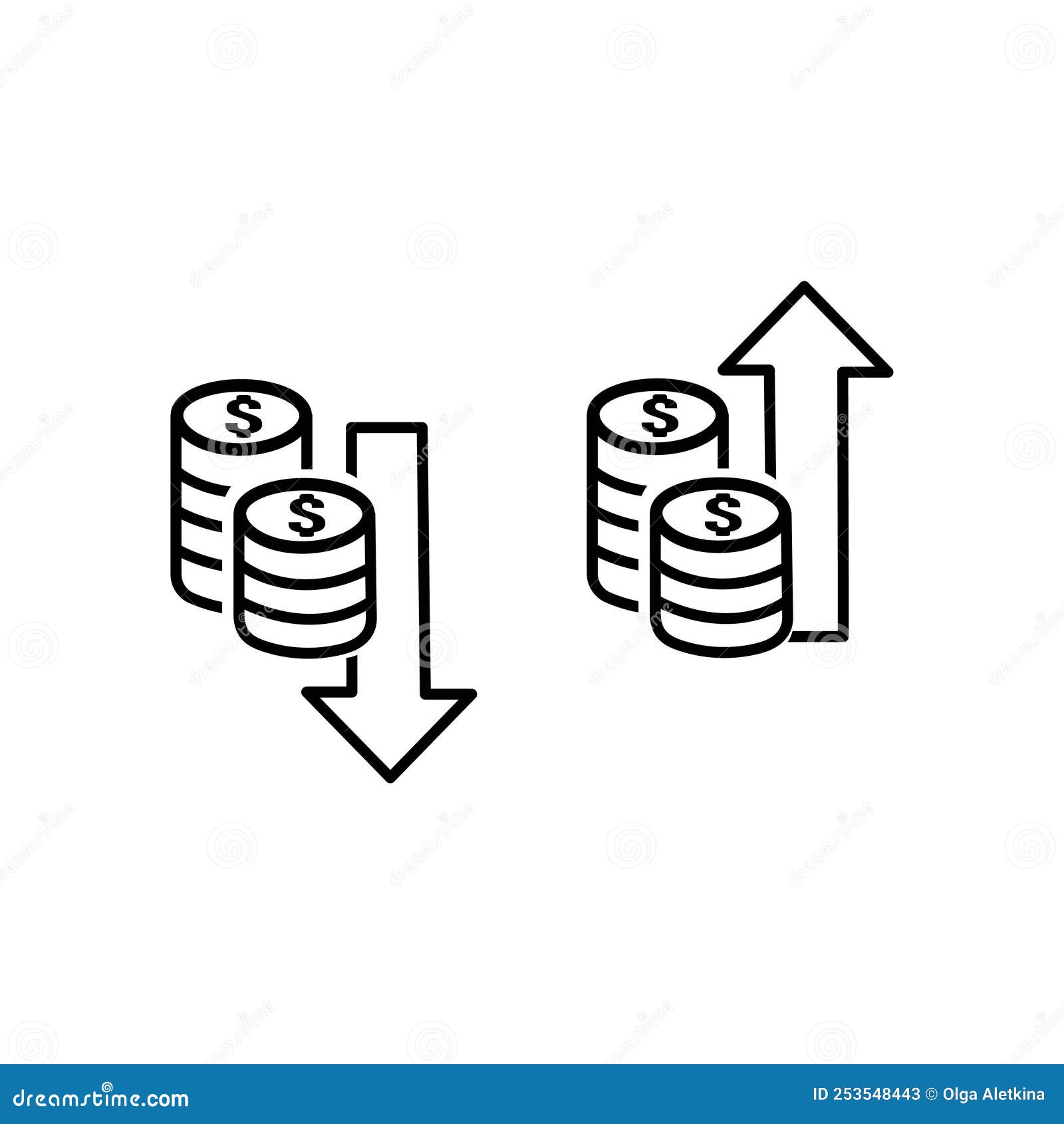Dollar Money Decrease, Increase Icon. Vector Illustration Stock Vector ...