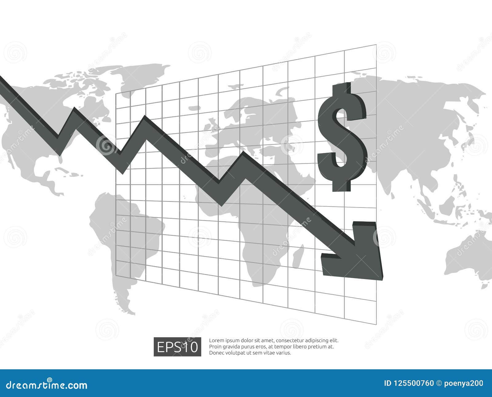 Dollar Money Fall Down Symbol with White Background. Arrow Decrease ...