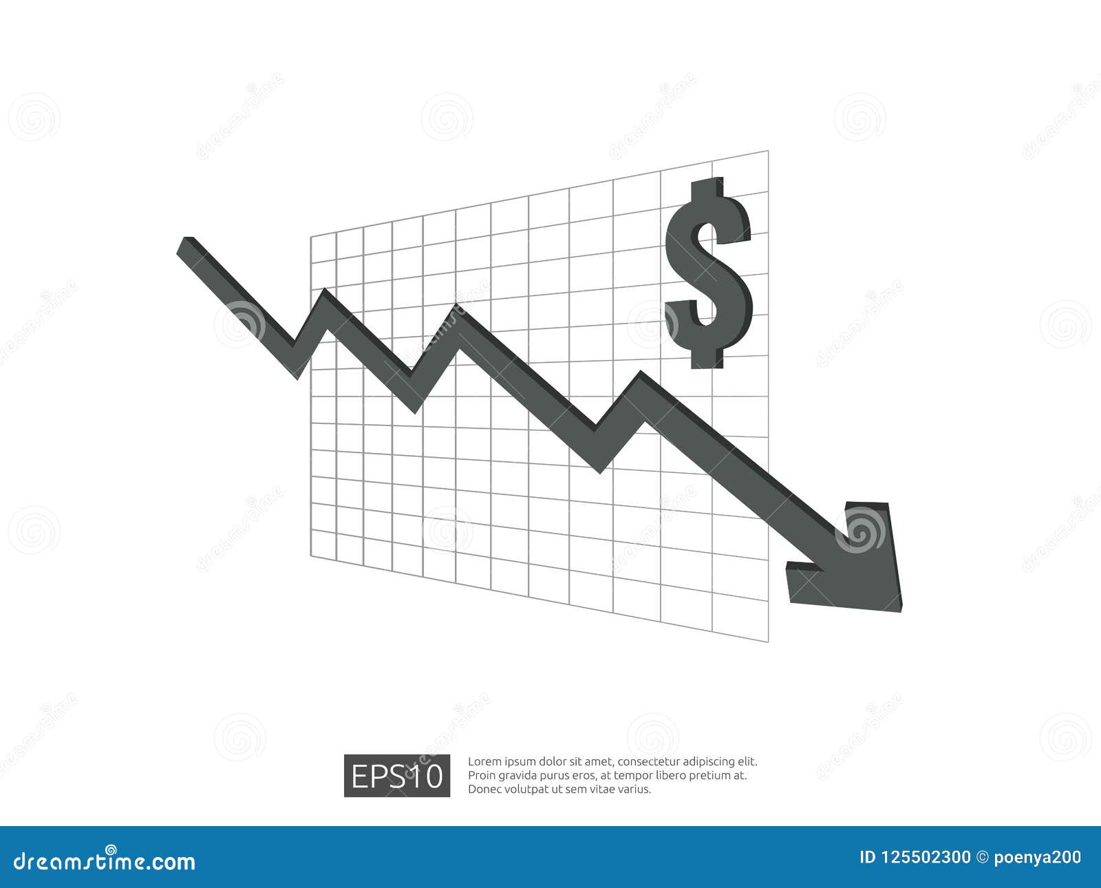 Arrow Decrease Icon Symbol. Economy Stretching Rising Drop Fall Down. Business Lost Crisis ...