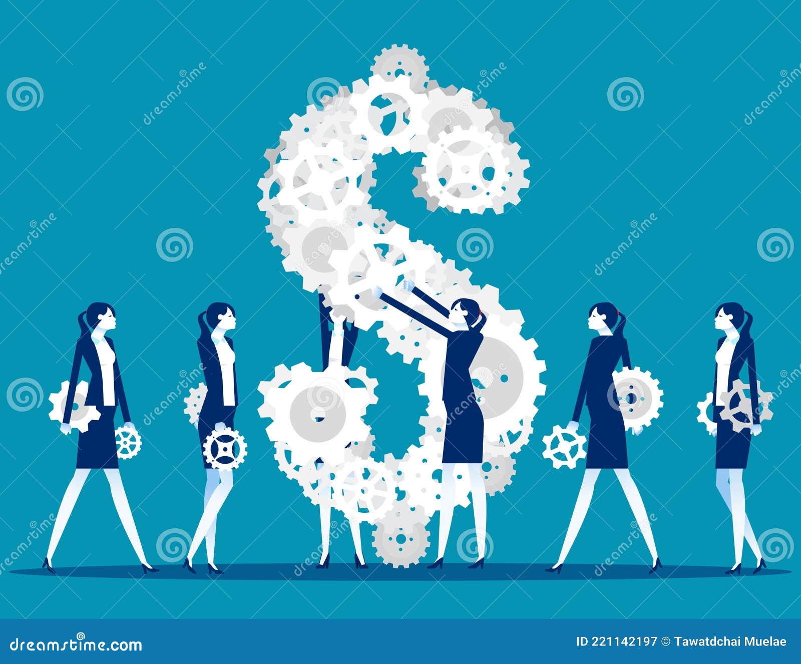 Dollar Money Icon As a Group of Gears and Cogs As an Economic Stock ...