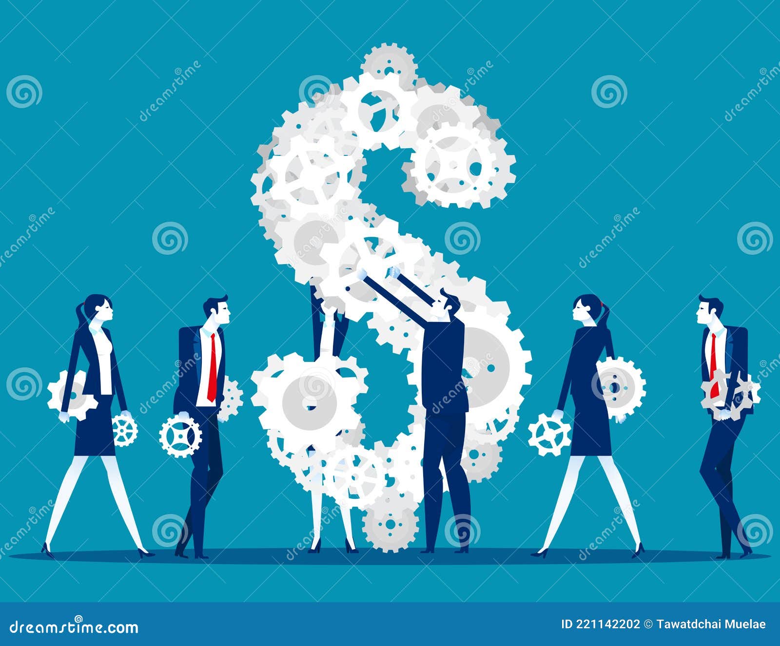 Dollar Money Icon As a Group of Gears and Cogs As an Economic Stock ...