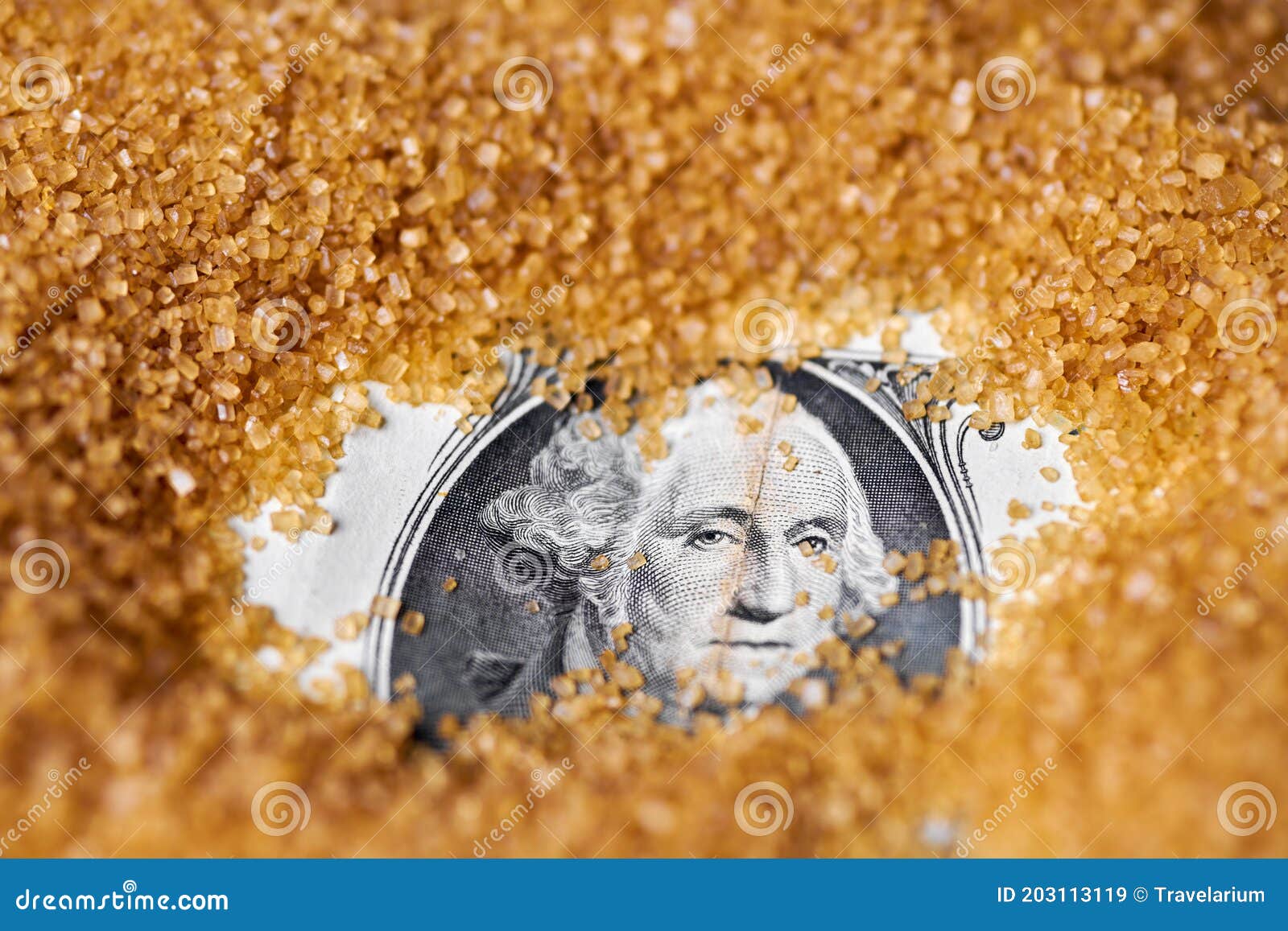 Dollar money in sugar stock image. Image of economic - 203113119
