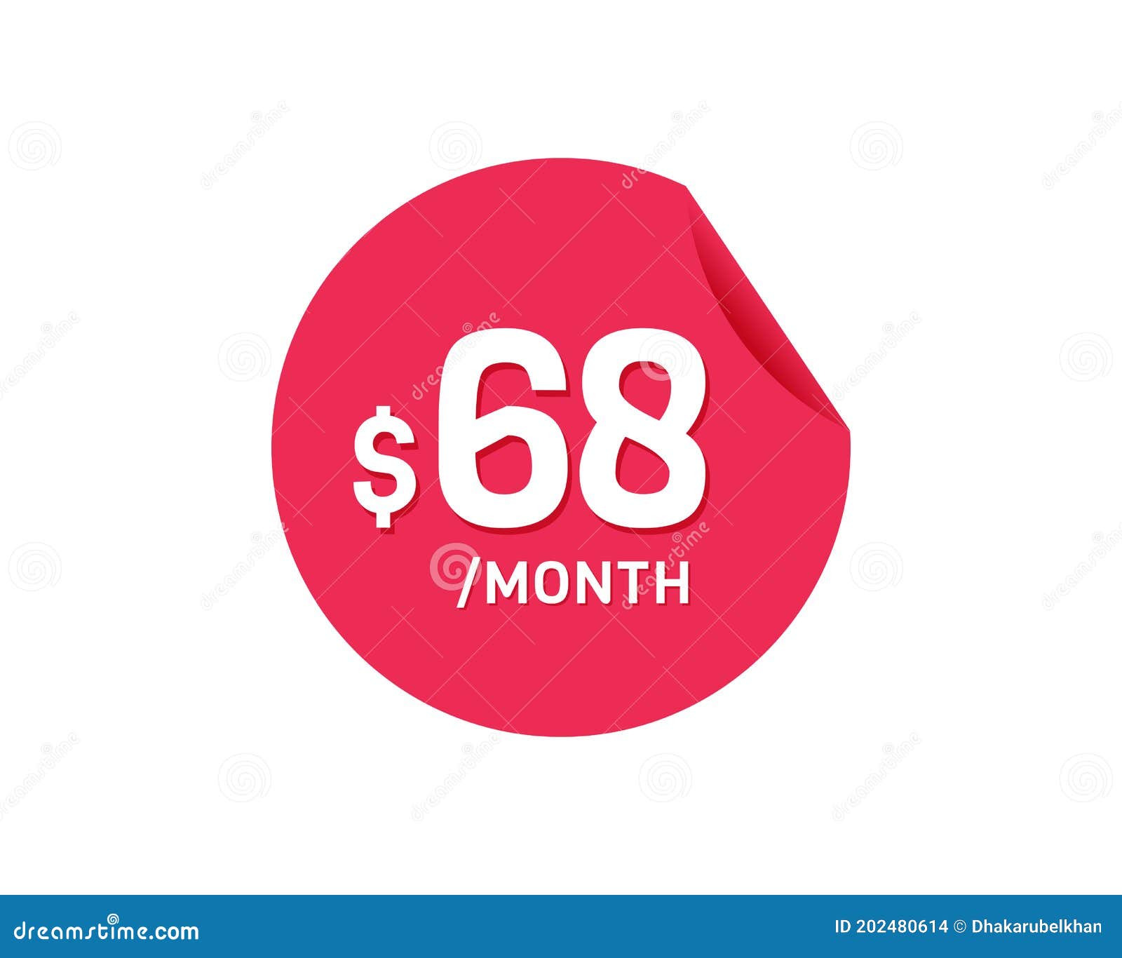 $68 Dollar Month. 68 USD Monthly Sticker Stock Vector - Illustration of ...