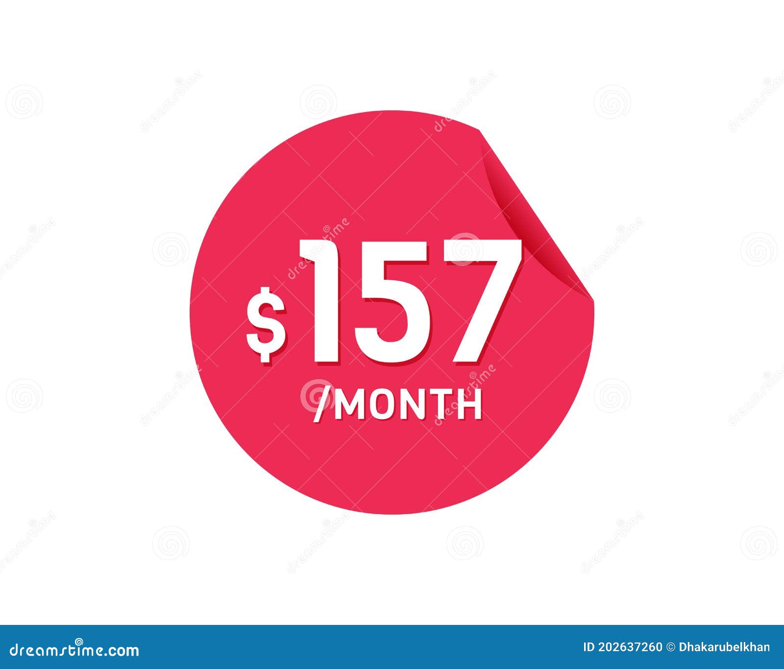 $157 Dollar Month. 157 USD Monthly Sticker Stock Vector - Illustration ...