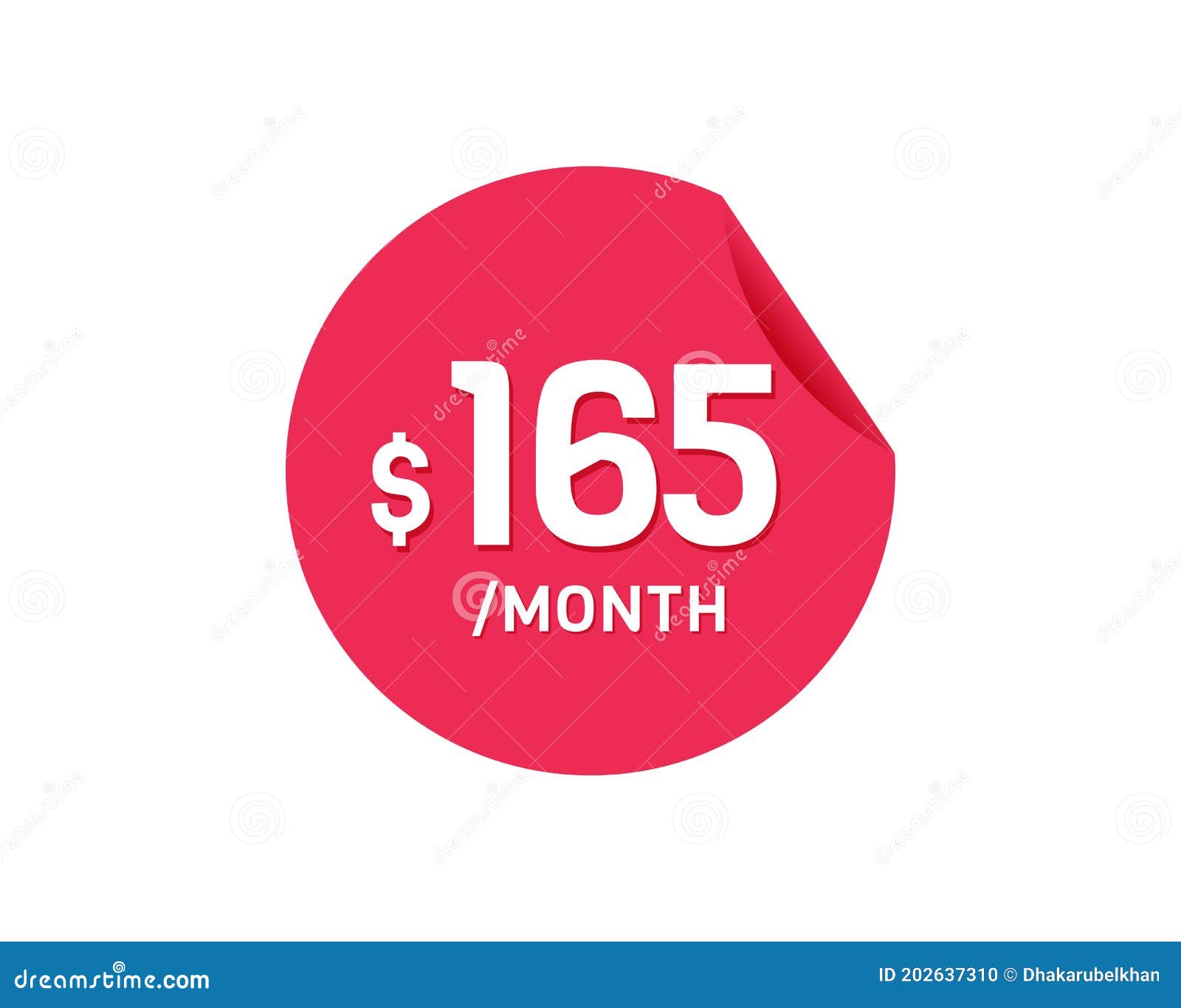 $165 Dollar Month. 165 USD Monthly Sticker Stock Vector - Illustration ...