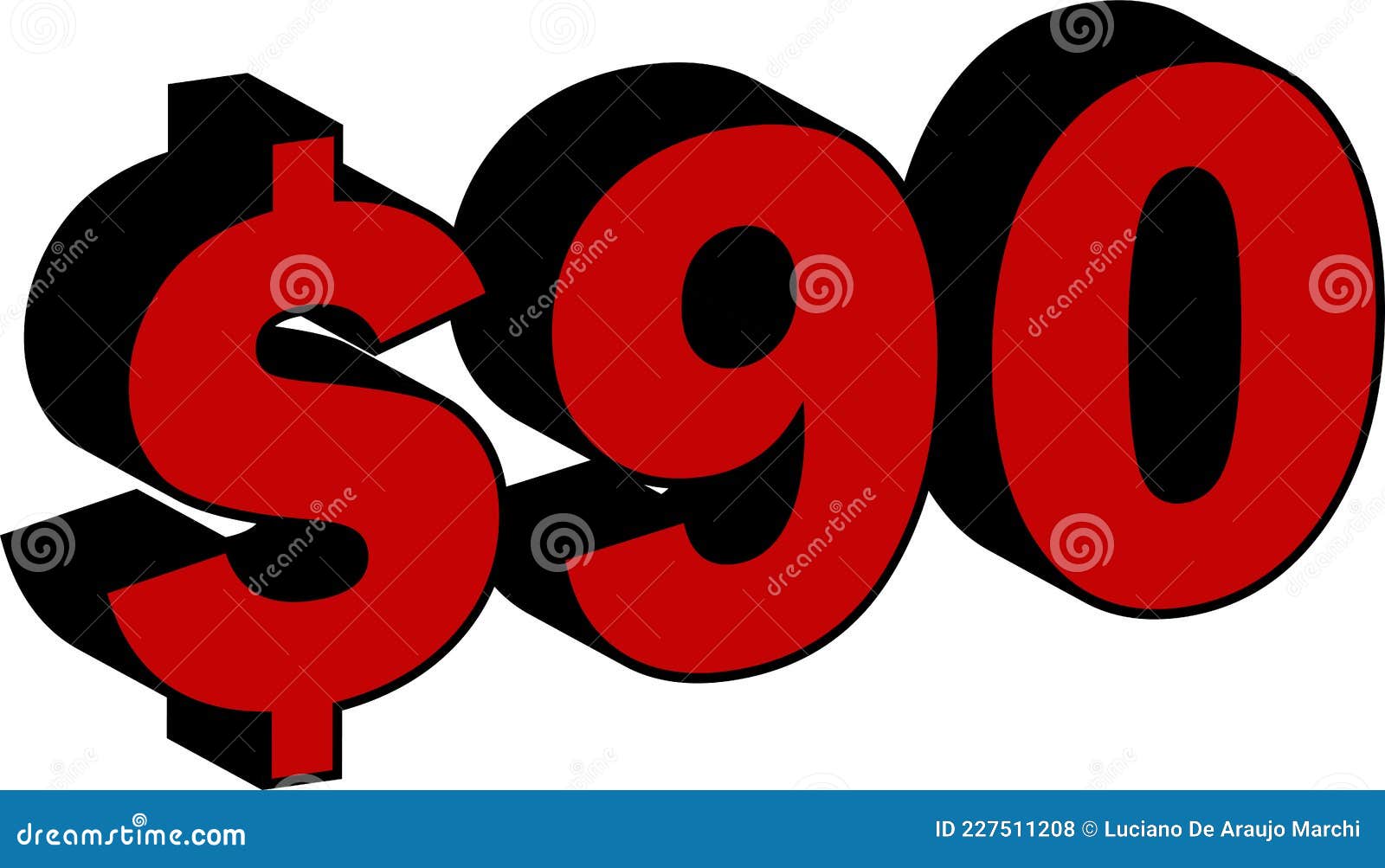 $90 Dollar Ninety Price Symbol Red Stock Illustration - Illustration of ...