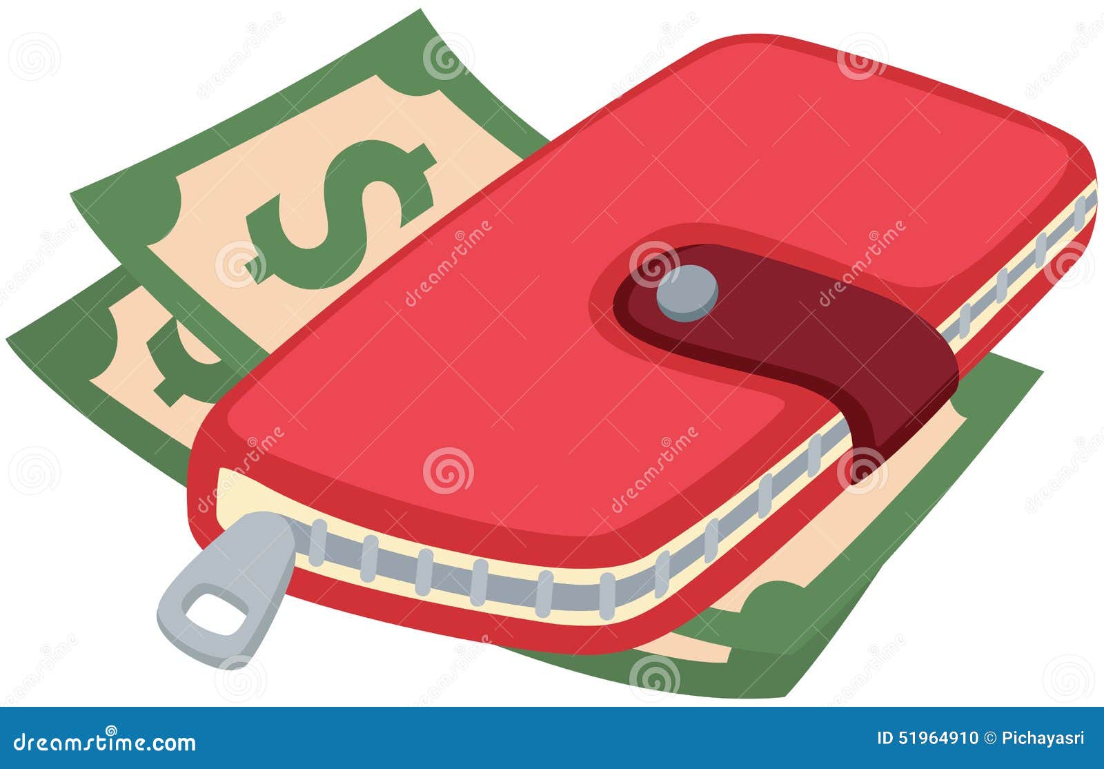 Dollar note with wallet stock vector. Illustration of graphic - 51964910
