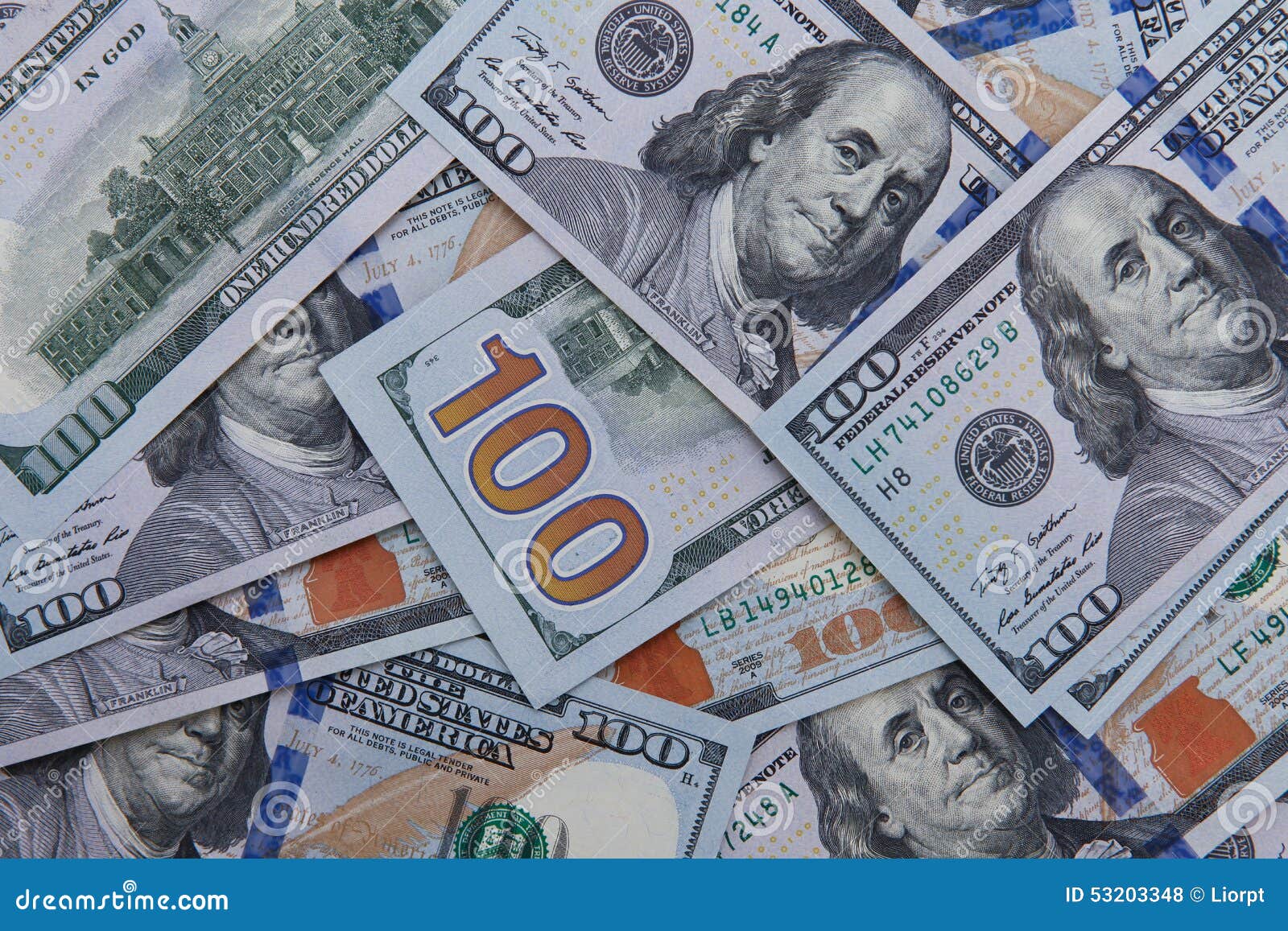 Dollar Notes Background Including the New Blue Notes Stock Photo ...