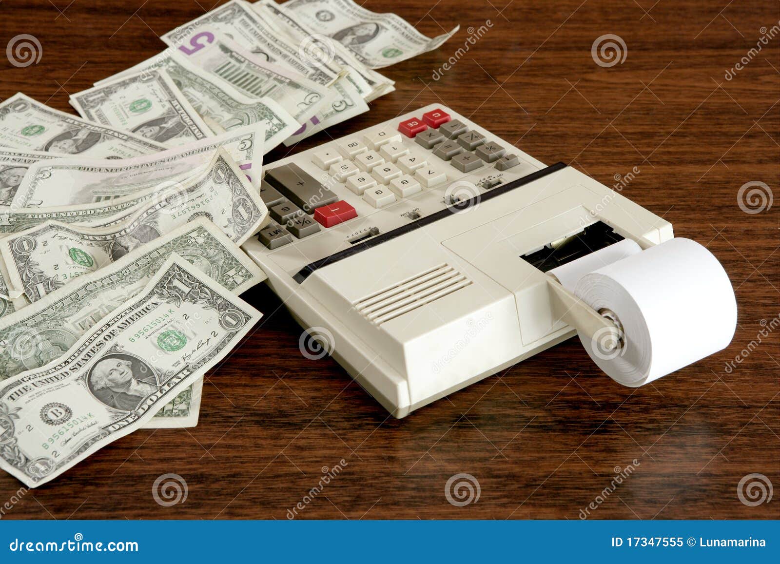 Dollar Notes Calculator Accountant Office Vintage Stock Image - Image ...