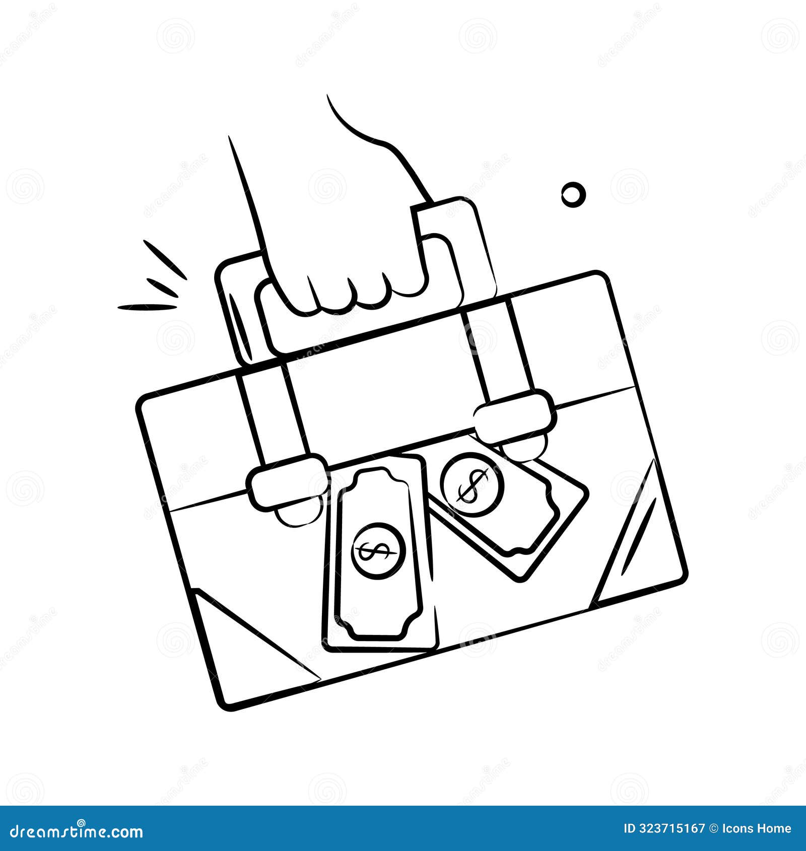 Dollar Notes Falling from Money Bag, Concept of Financial Crisis Stock ...