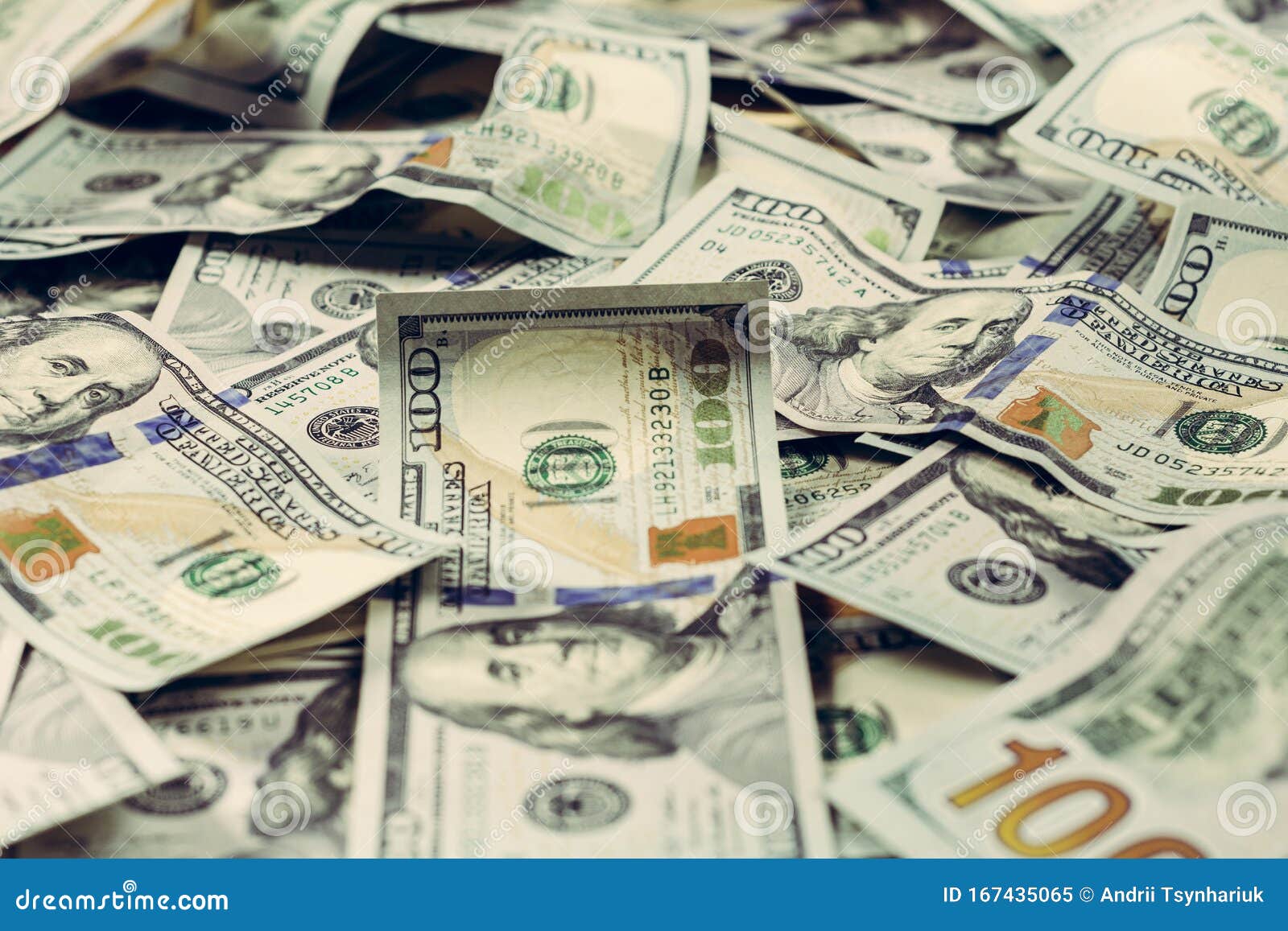 Dollar Notes are Lined Up on a Table Close-up, a Texture of Dollar Bill ...