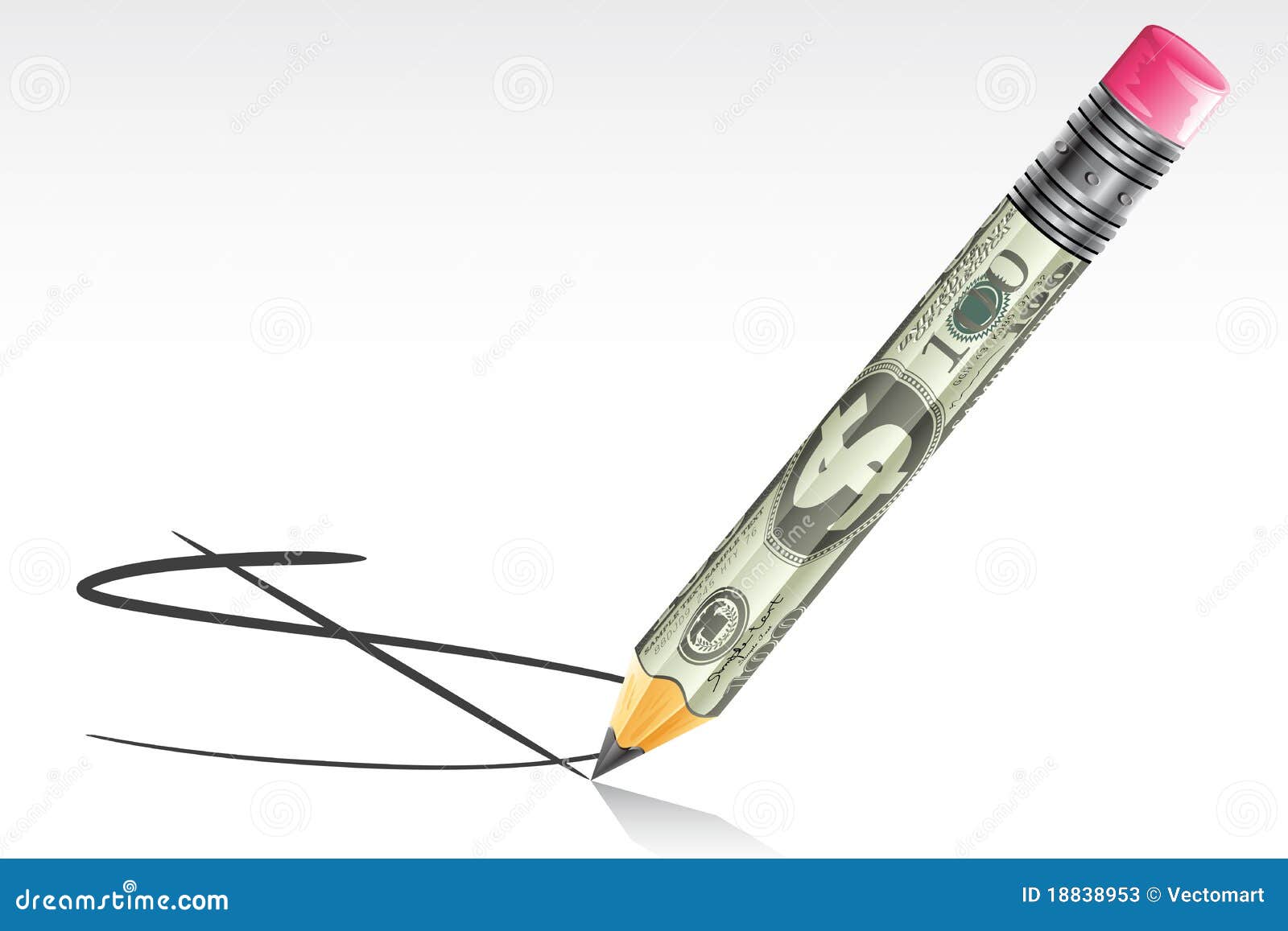 Dollar Pencil stock vector. Illustration of design, icon - 18838953