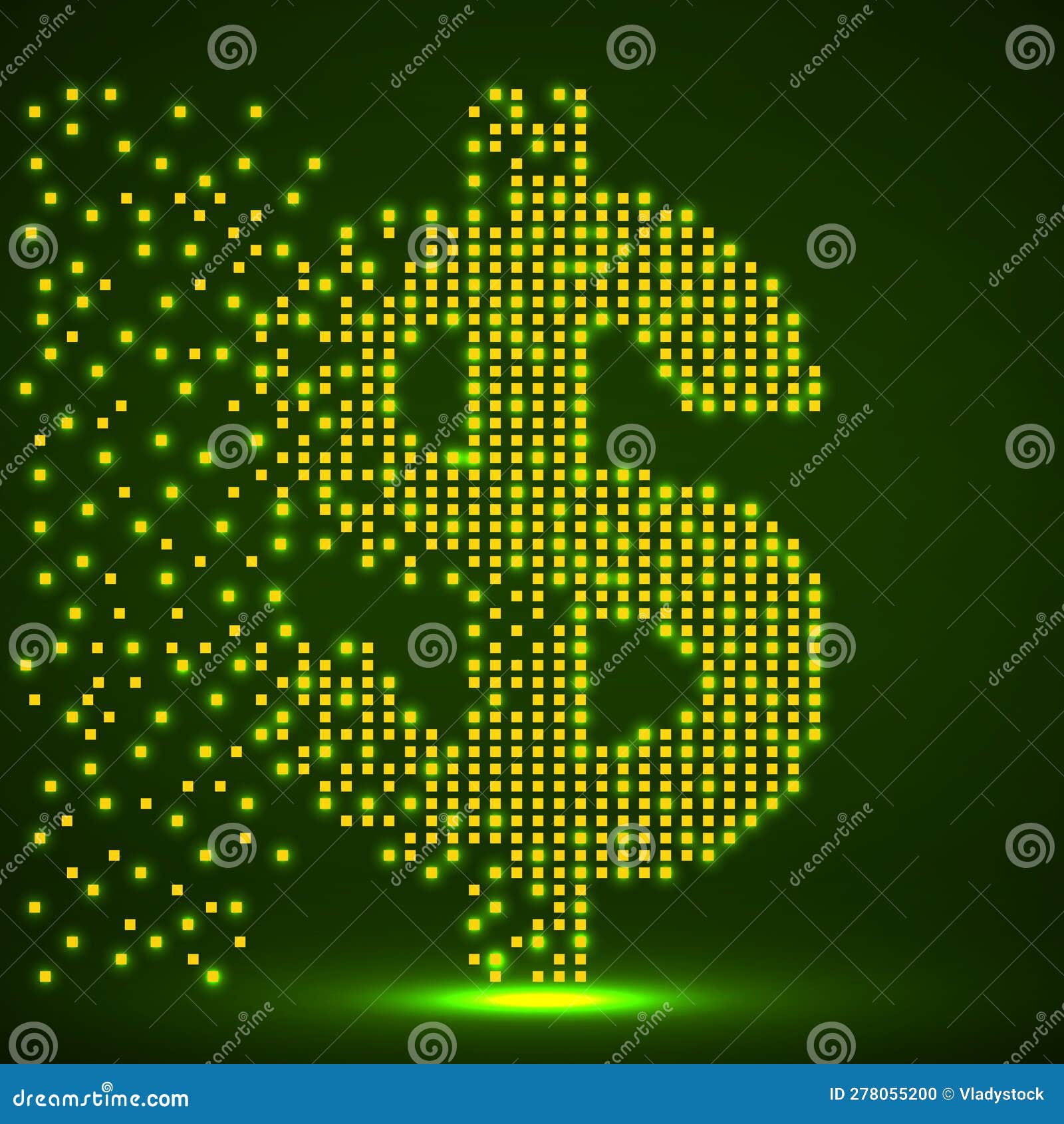 Dollar of Pixels with an Explosion, Halftone Style Stock Vector ...