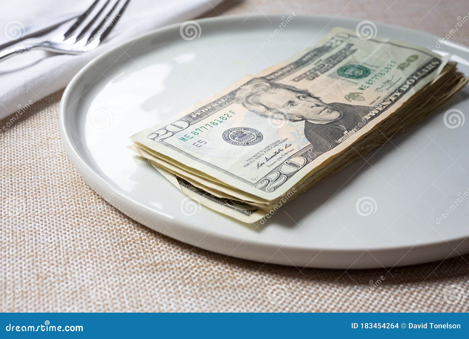 Dollar on a plate stock photo. Image of cash, merchandise - 183454264