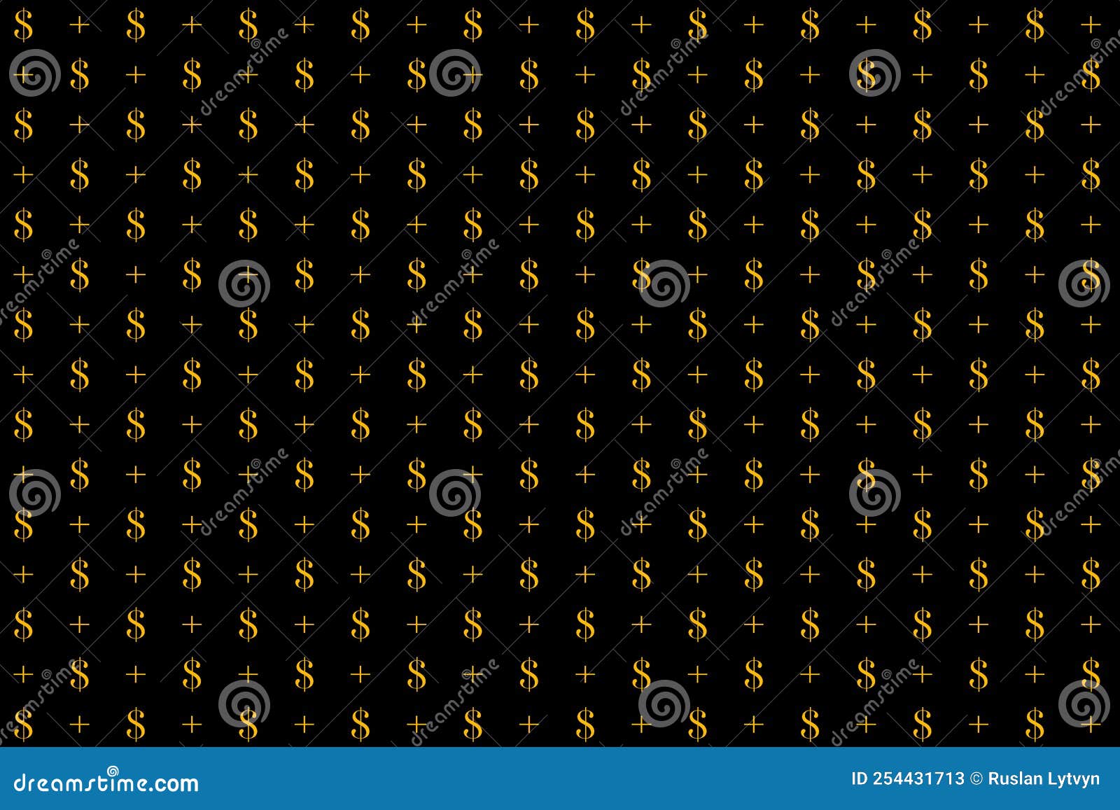 Dollar and Plus Sign Pattern on Black Background Stock Image - Image of ...