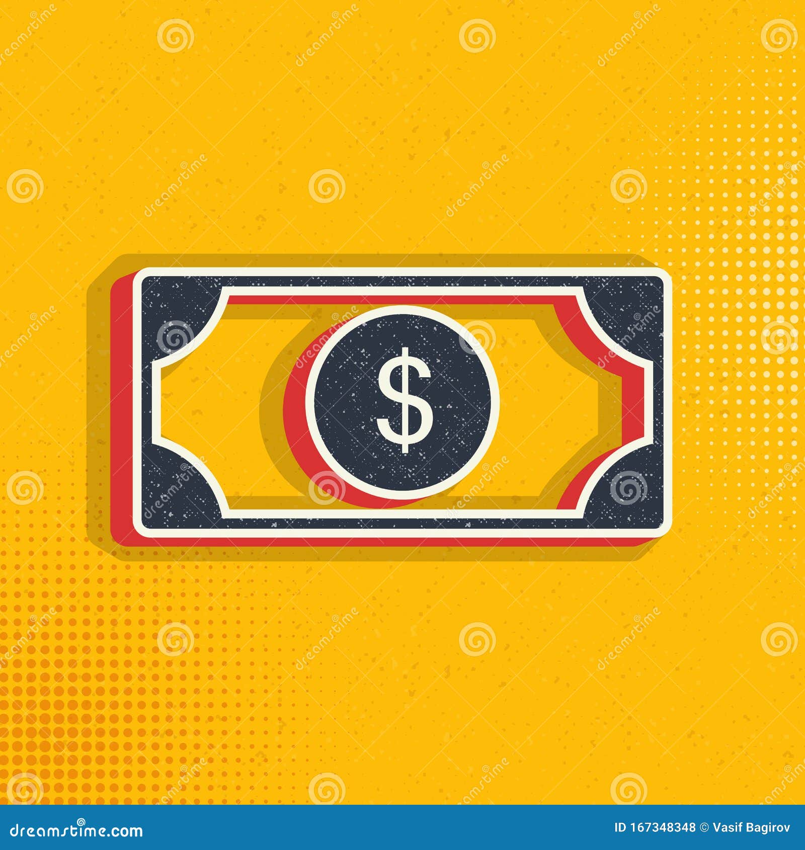 Dollar Pop Art, Retro Icon. Vector Illustration of Pop Art Style Stock ...