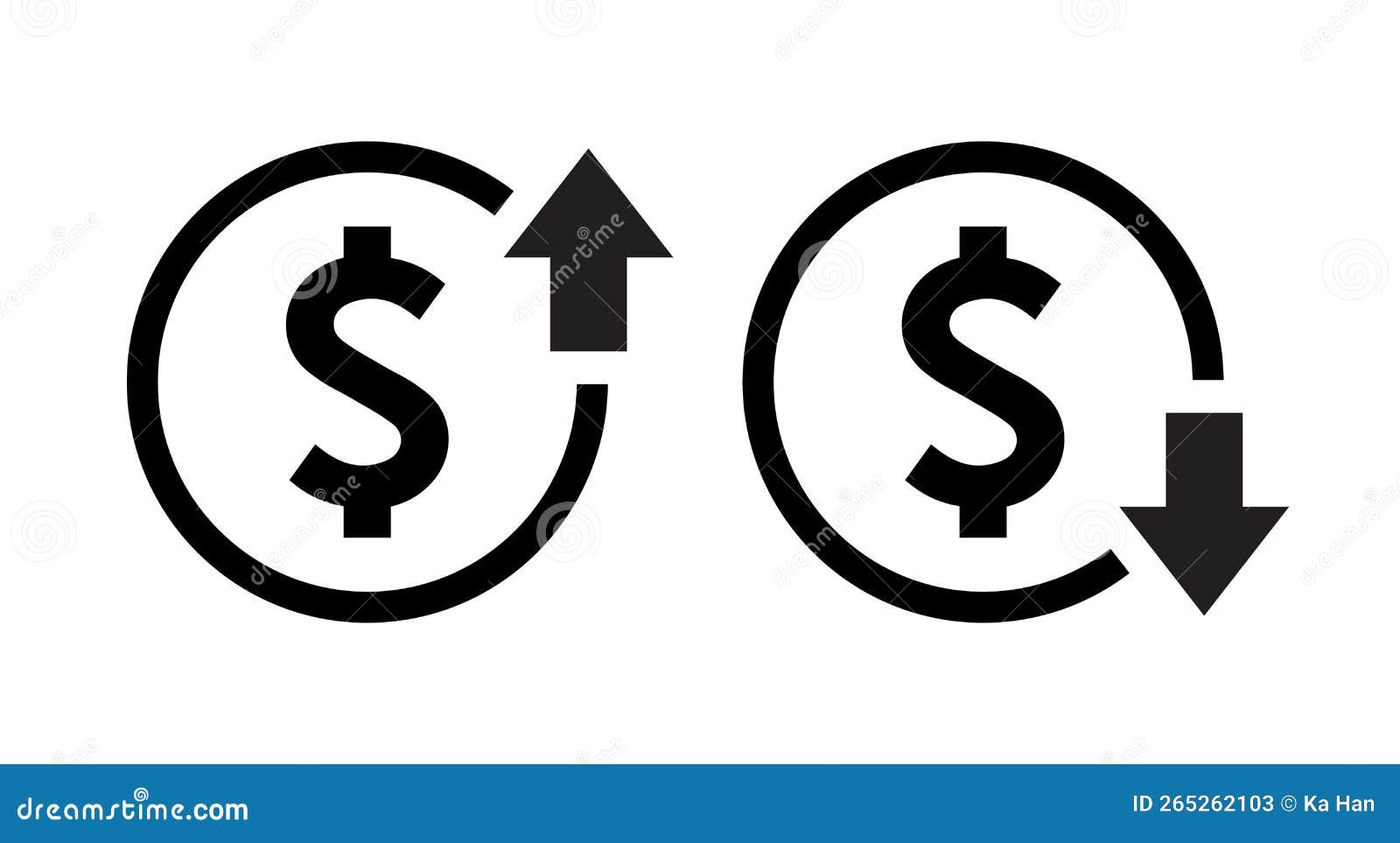 Dollar Price Up Down Icon Vector in Line Style Stock Vector ...