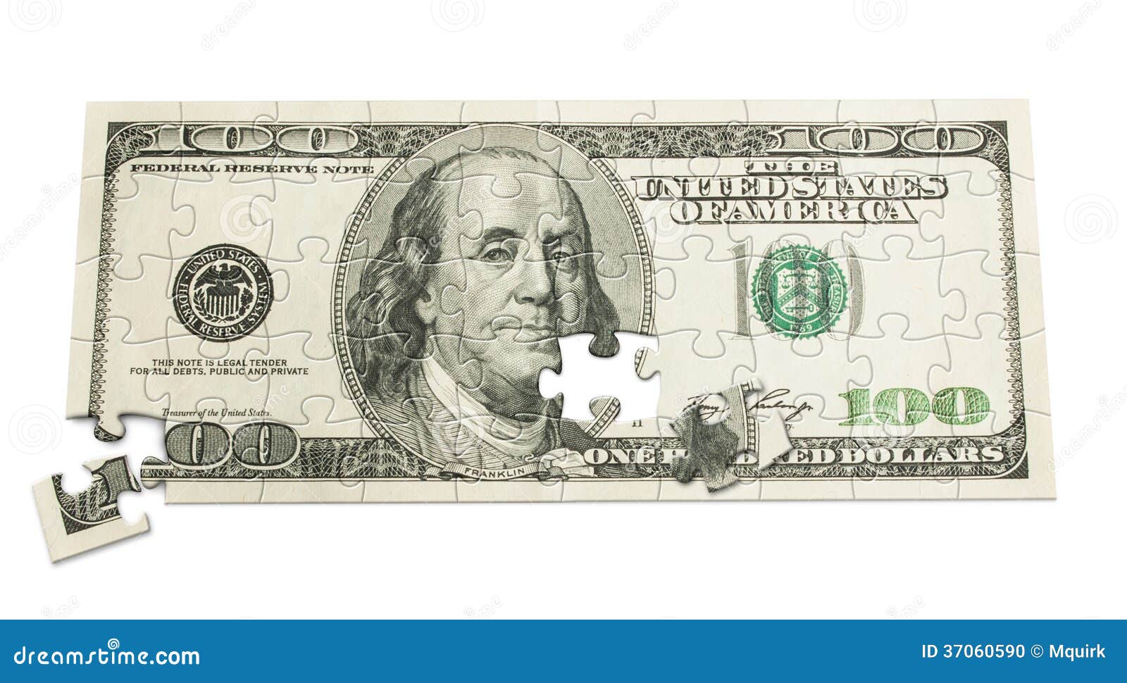 100 dollar puzzle stock illustration. Illustration of business - 37060590