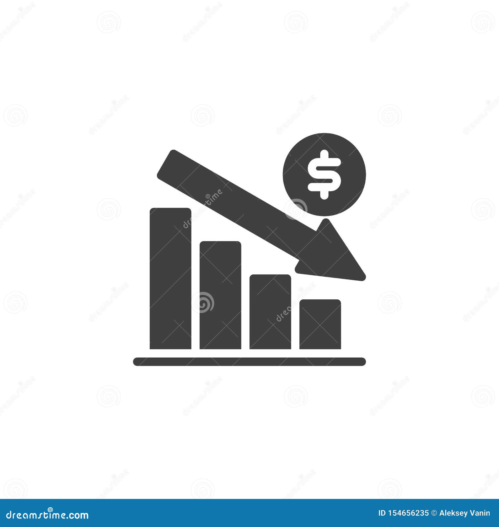 Dollar Rate Decrease Vector Icon Stock Vector - Illustration of filled, glyph: 154656235