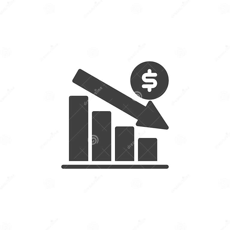 Dollar Rate Decrease Vector Icon Stock Vector - Illustration of filled, glyph: 154656235