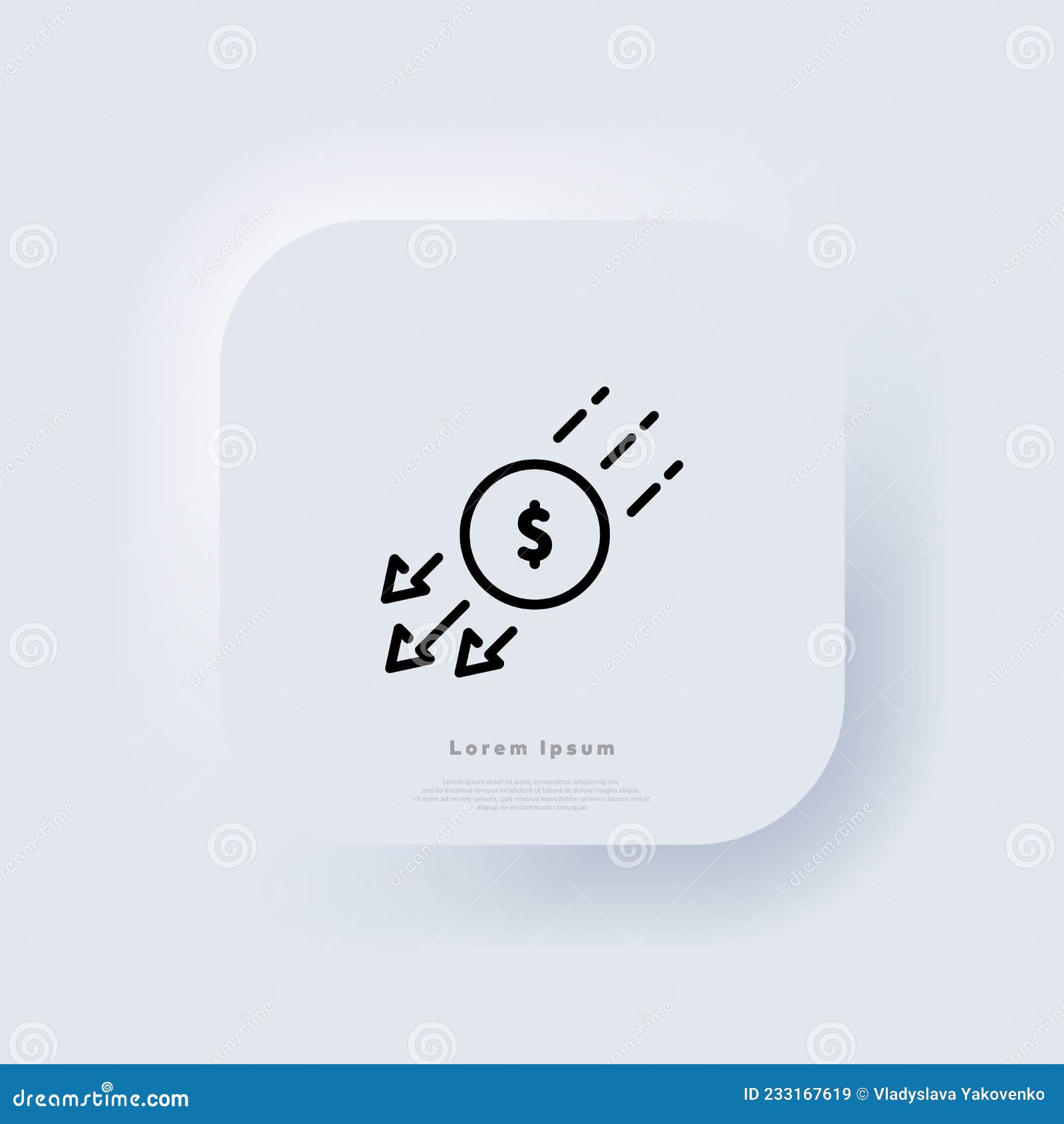 Dollar Rate Decrease Vector Line Icon. Money Symbol with Down Arrow. Money Crisis Icon. Business ...